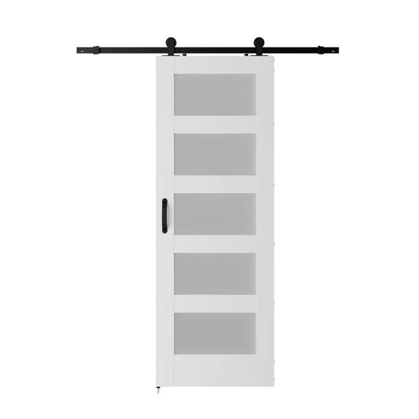 ARK DESIGN Glass and Manufactured Wood Sliding Barn Door with ...