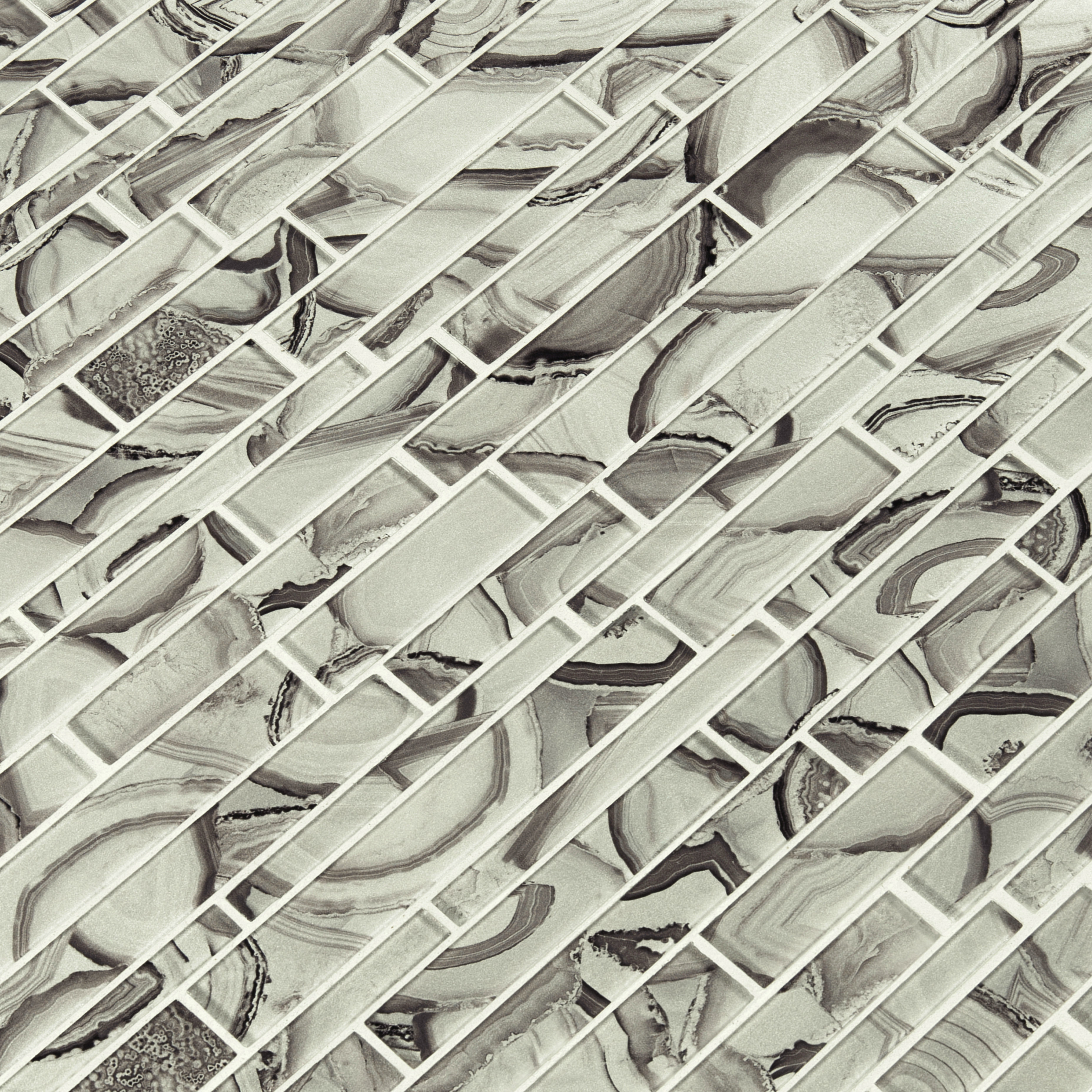 Ackland Lustre Novata Interlocking 12 in. x 12 in. Glossy Glass Mosaic ...