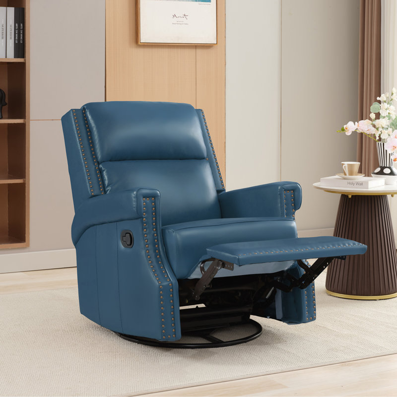Lark Manor™ Genuine Leather Swivel Rocking Recliner & Reviews | Wayfair