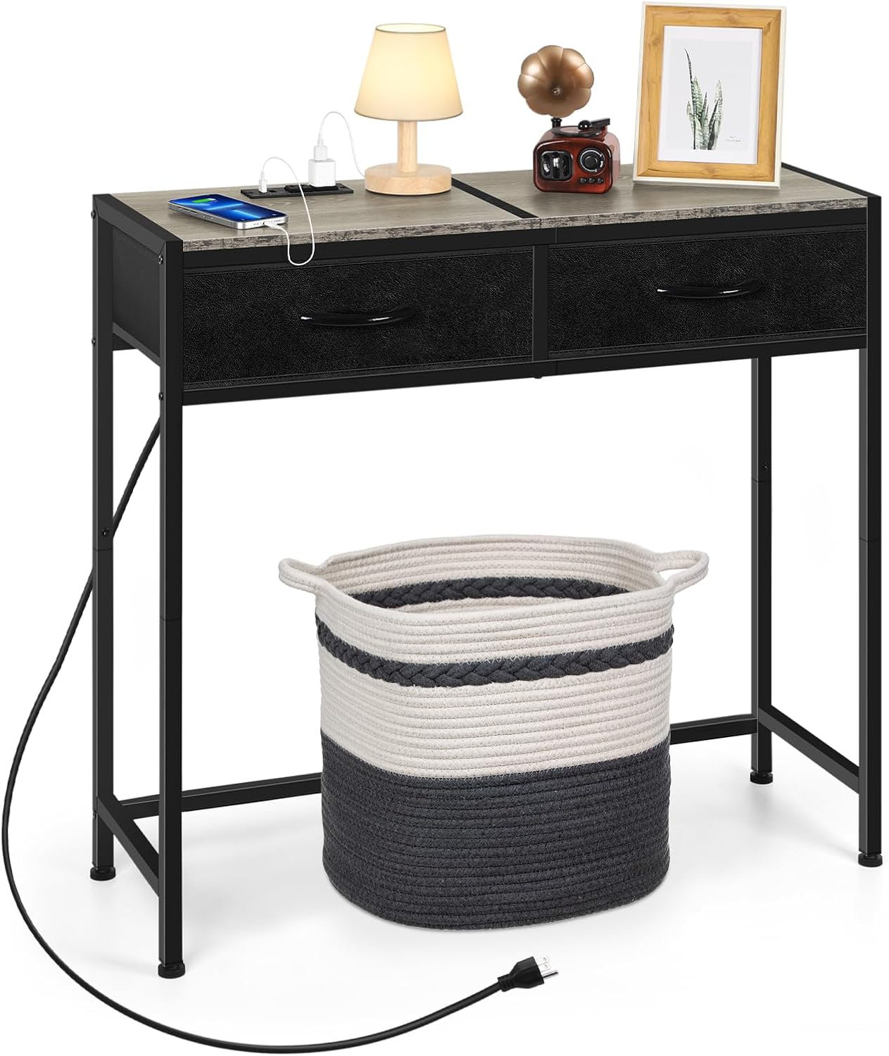 Ebern Designs Console Table Sofa Tables With Charging Station And ...