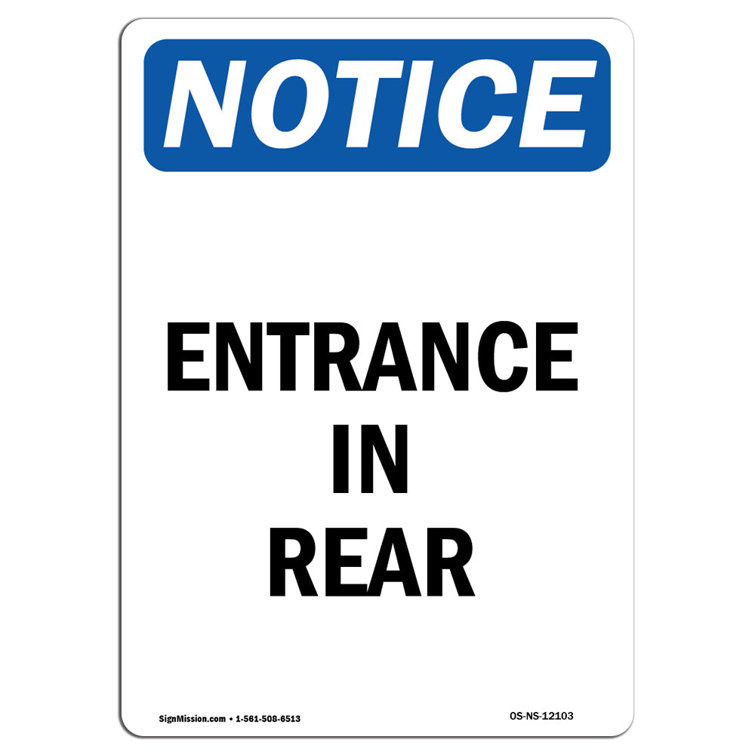 SignMission Entrance in Rear Sign | Wayfair