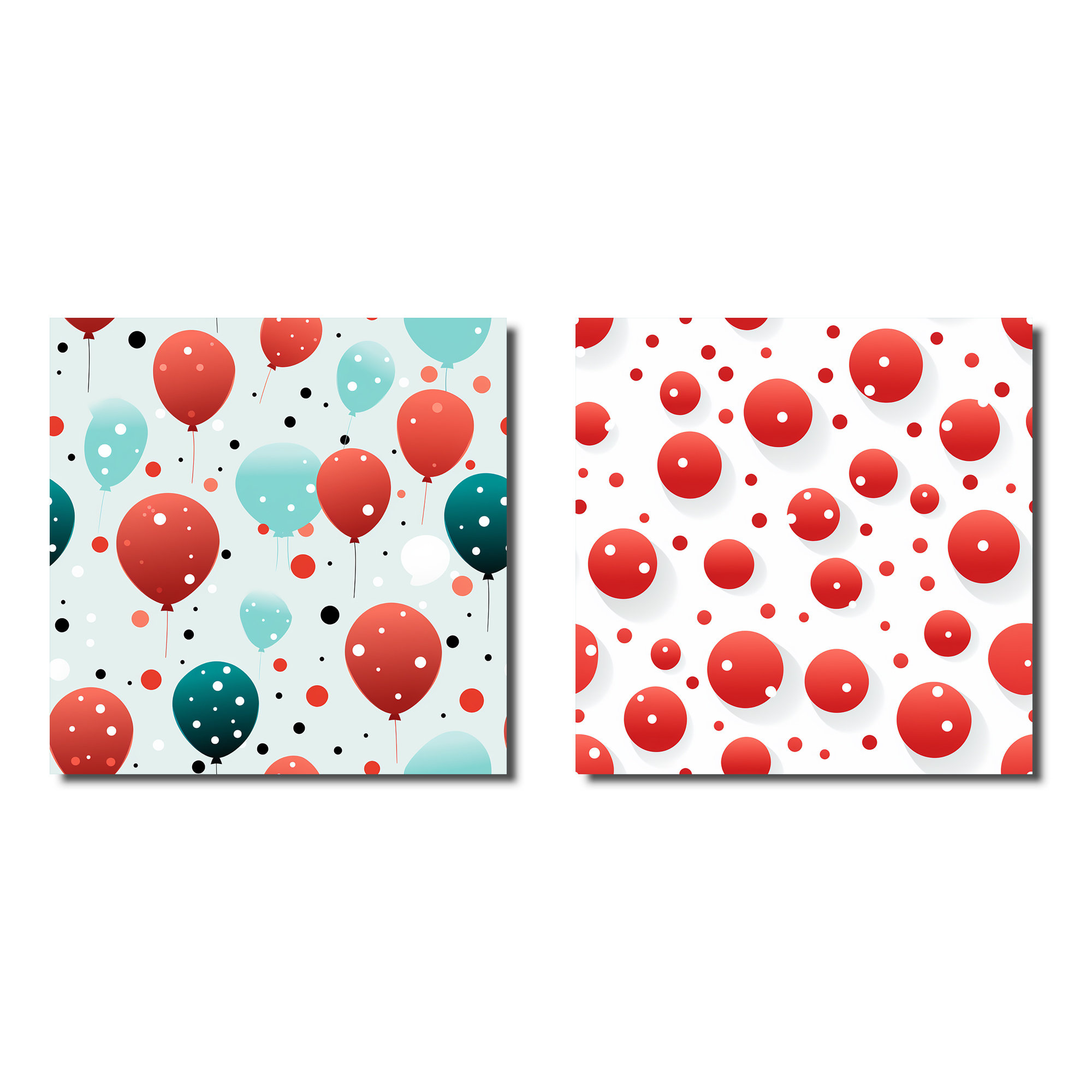 Design Art Playful Polka Dots - Abstract Shapes Square Collage Set Of 2 ...