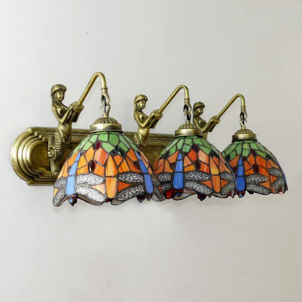 Astoria Grand Tiffany Vanity Lighting Bronze Stained Glass Wall Sconce ...
