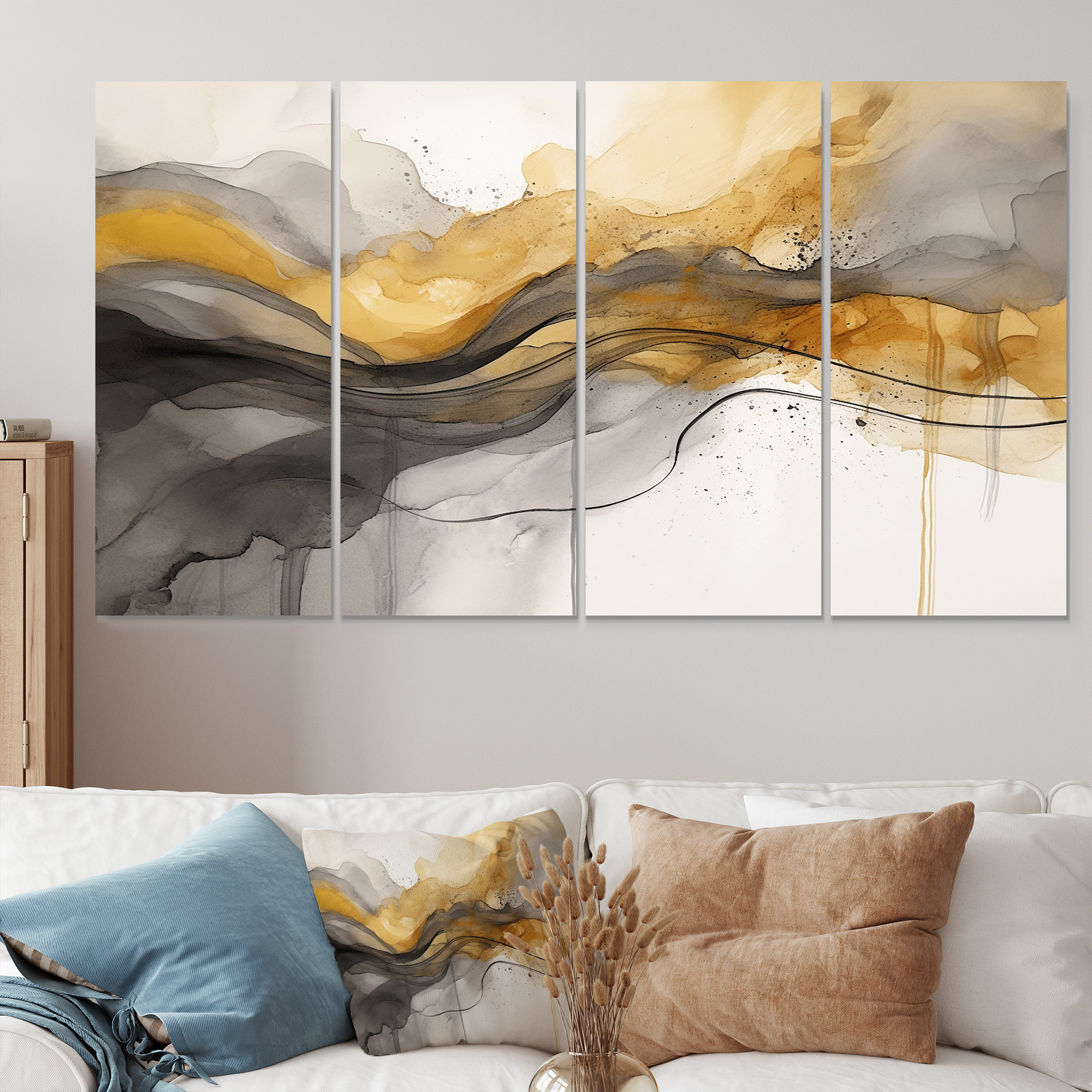 Wrought Studio Seaside Sadness Ebb and Ache - Liquid ink Abstract Wall ...