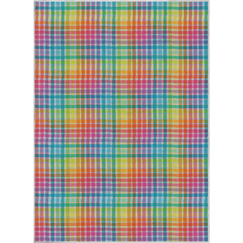 Well Woven Crayola Multi Plaid Plaid Multicolor Area Rug | Wayfair