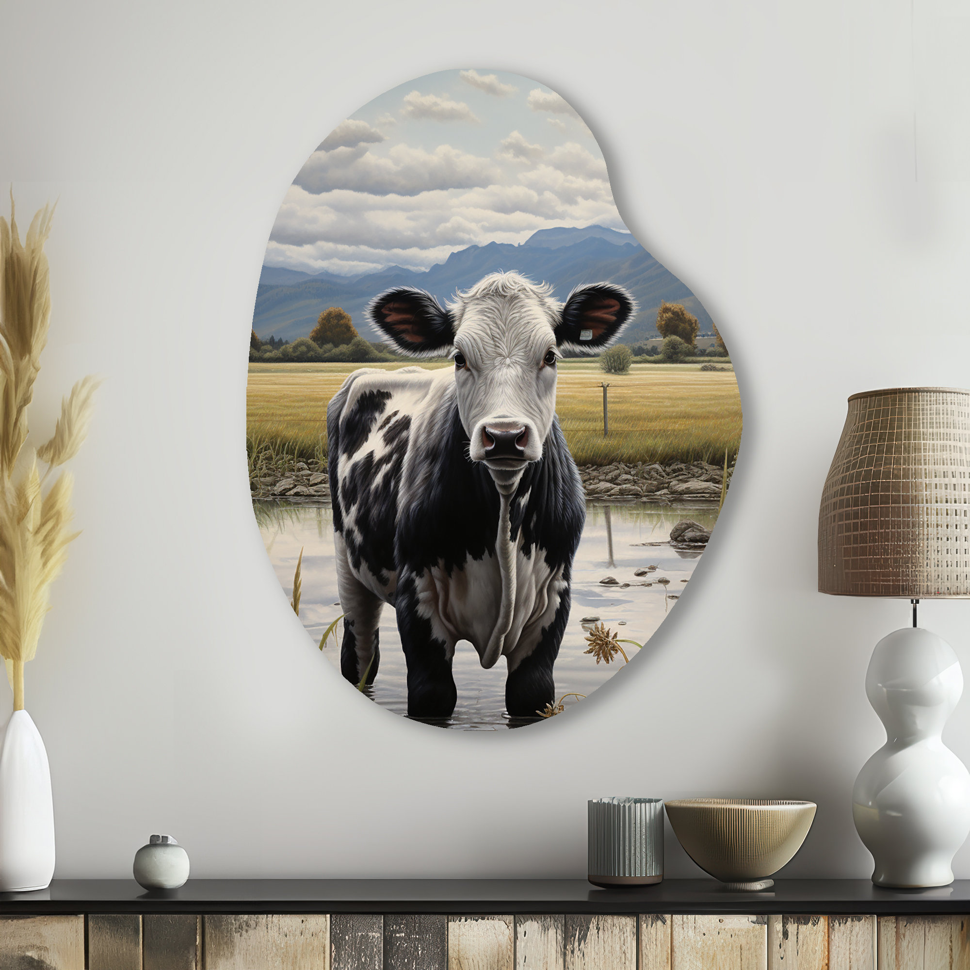 Latitude Run® Cow Solitude II - Cow Pear Shape Asymmetric Metal Wall ...