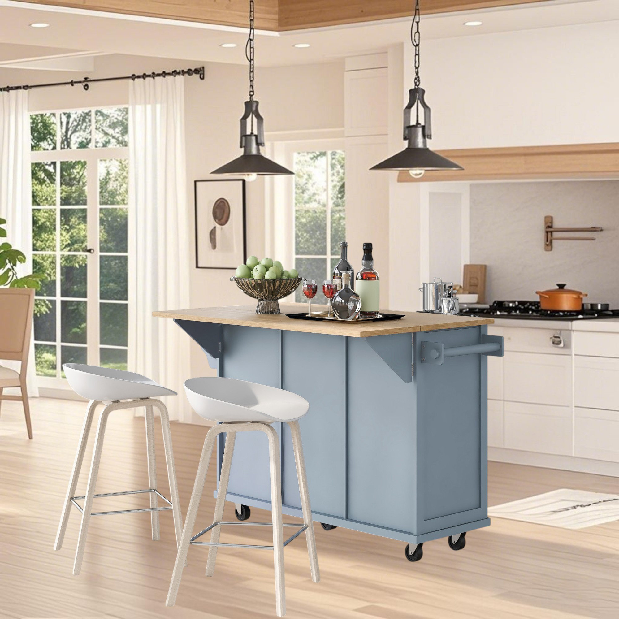 SoarFlash Rolling Kitchen Island Cart with Drawer and Storage Cabinets ...