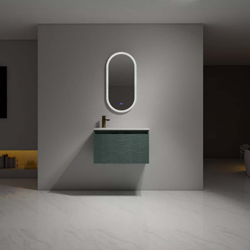 Latitude Run® Alffi 30" Wall-Mounted Single Bathroom Vanity with Resin ...