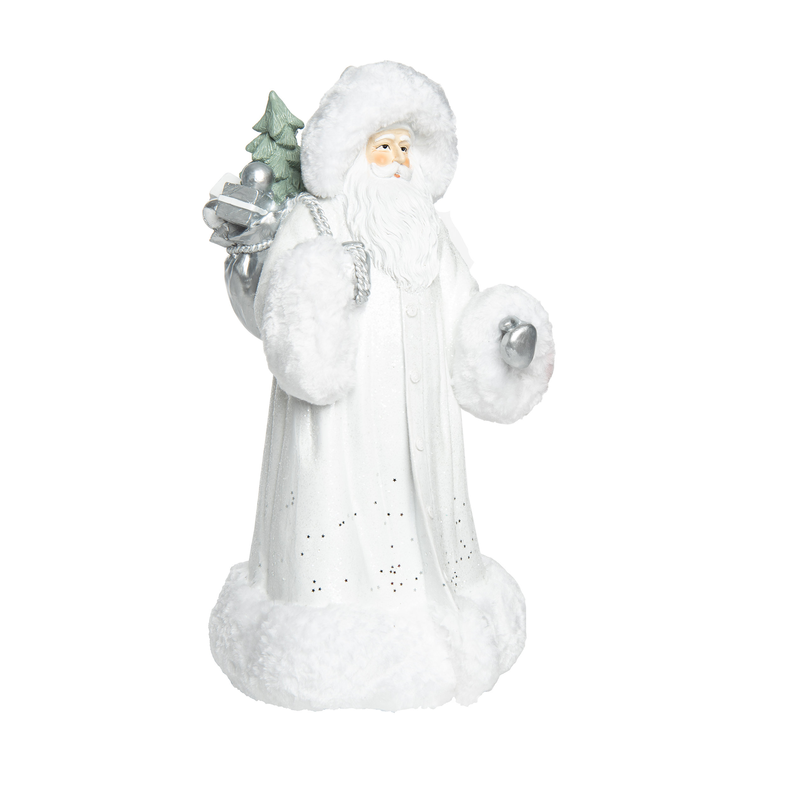 Astoria Grand Resin 17 in. White Christmas Glam Santa Uniform Decor ...
