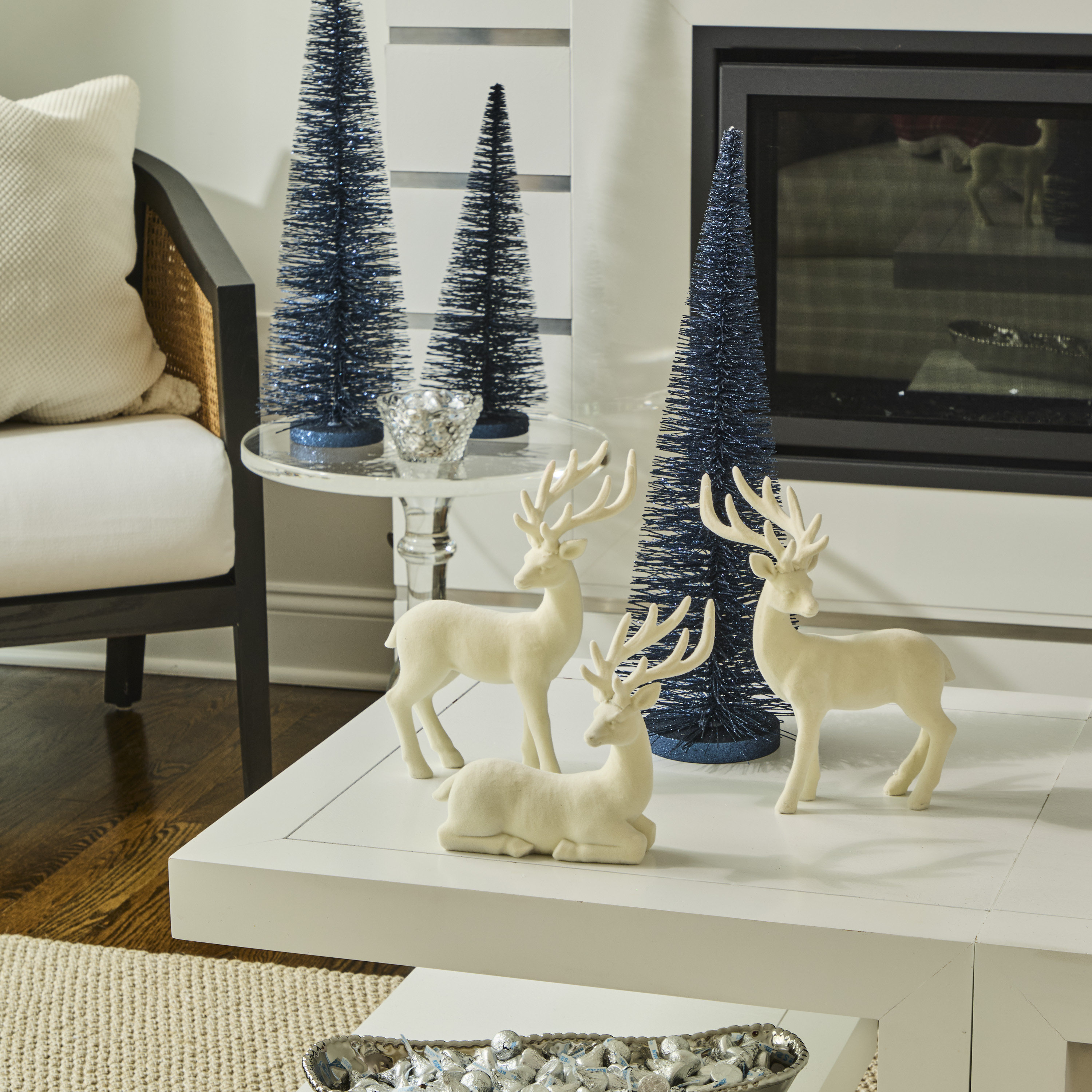The Holiday Aisle® 5-9.5" Resin Flocked Deer Set of 3 - Wayfair Canada