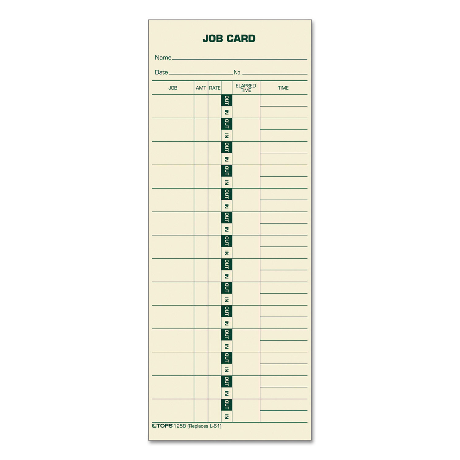 Tops Business Forms Time Card for Cincinnati, Lathem, Simplex, Job Card ...