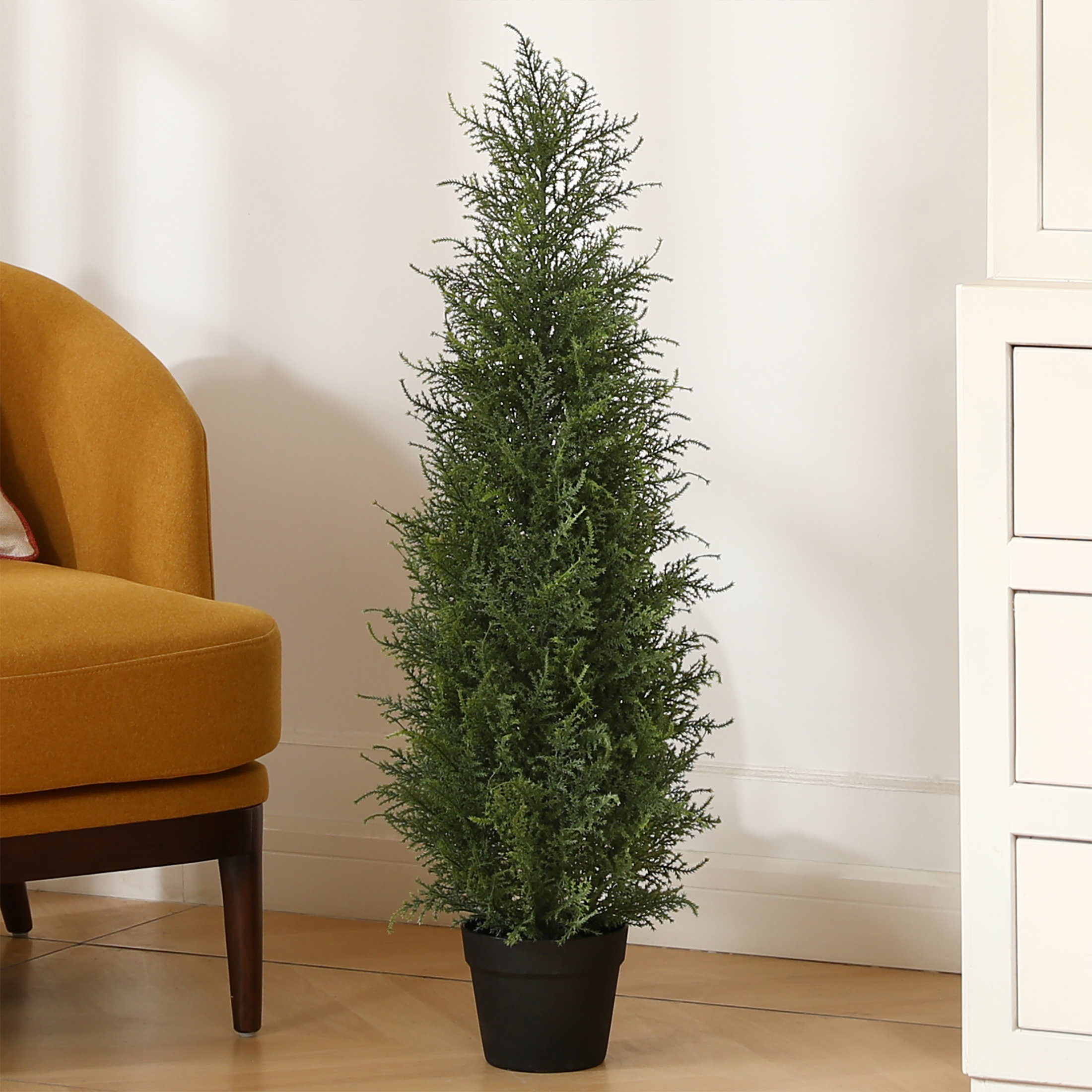 Primrue Adcock Faux UV Resistant Cedar Topiary Trees for Outdoors, Fake ...