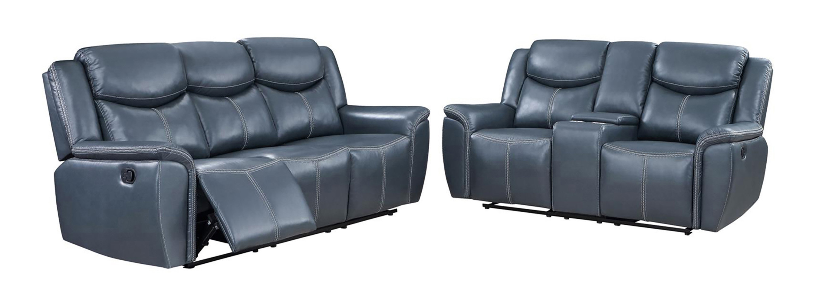 Ebern Designs Haxby Blue 2-Piece Motion Reclining Sofa Set | Wayfair