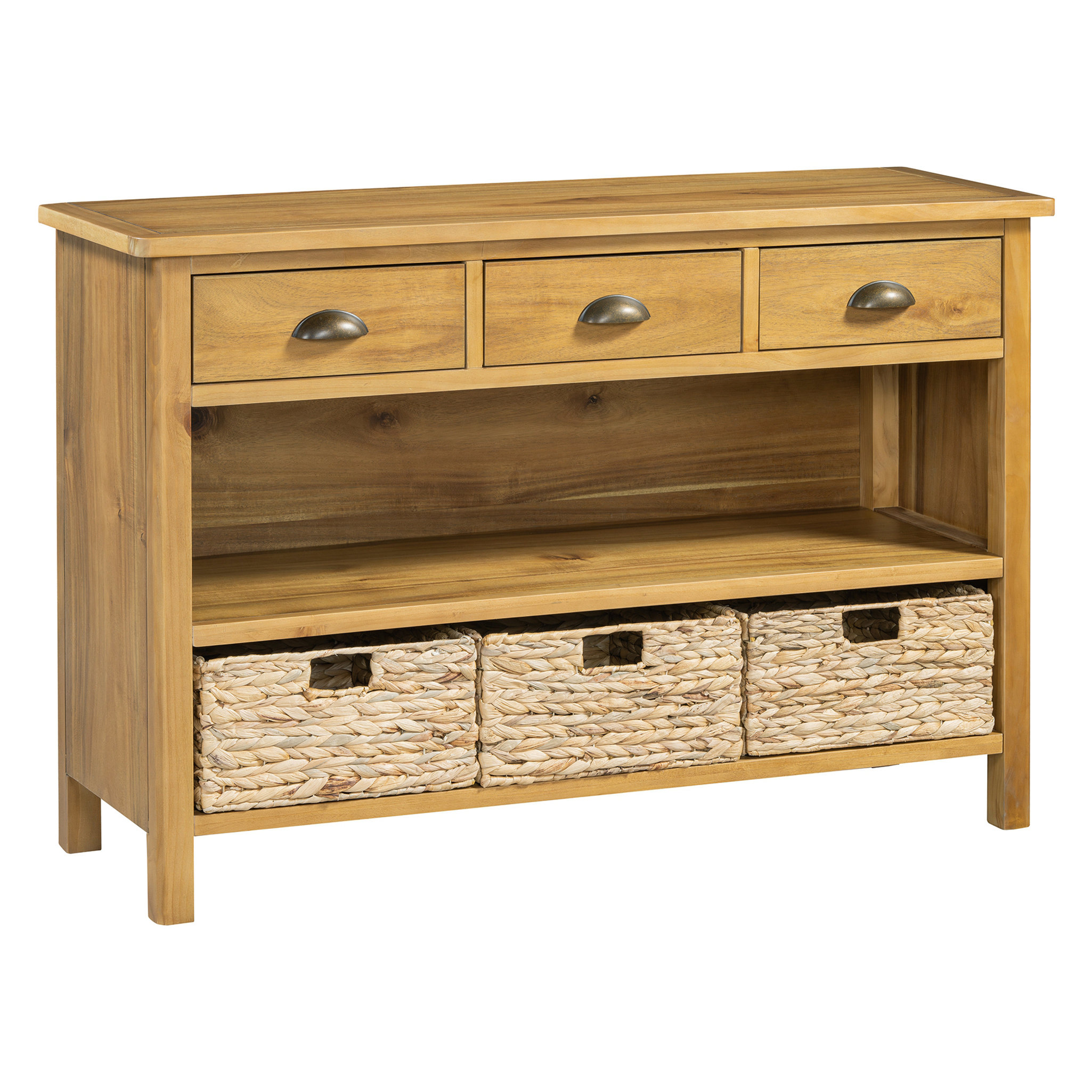 Lark Manor™ Vintage Console Table With Drawers, Water Hyacinth Woven ...
