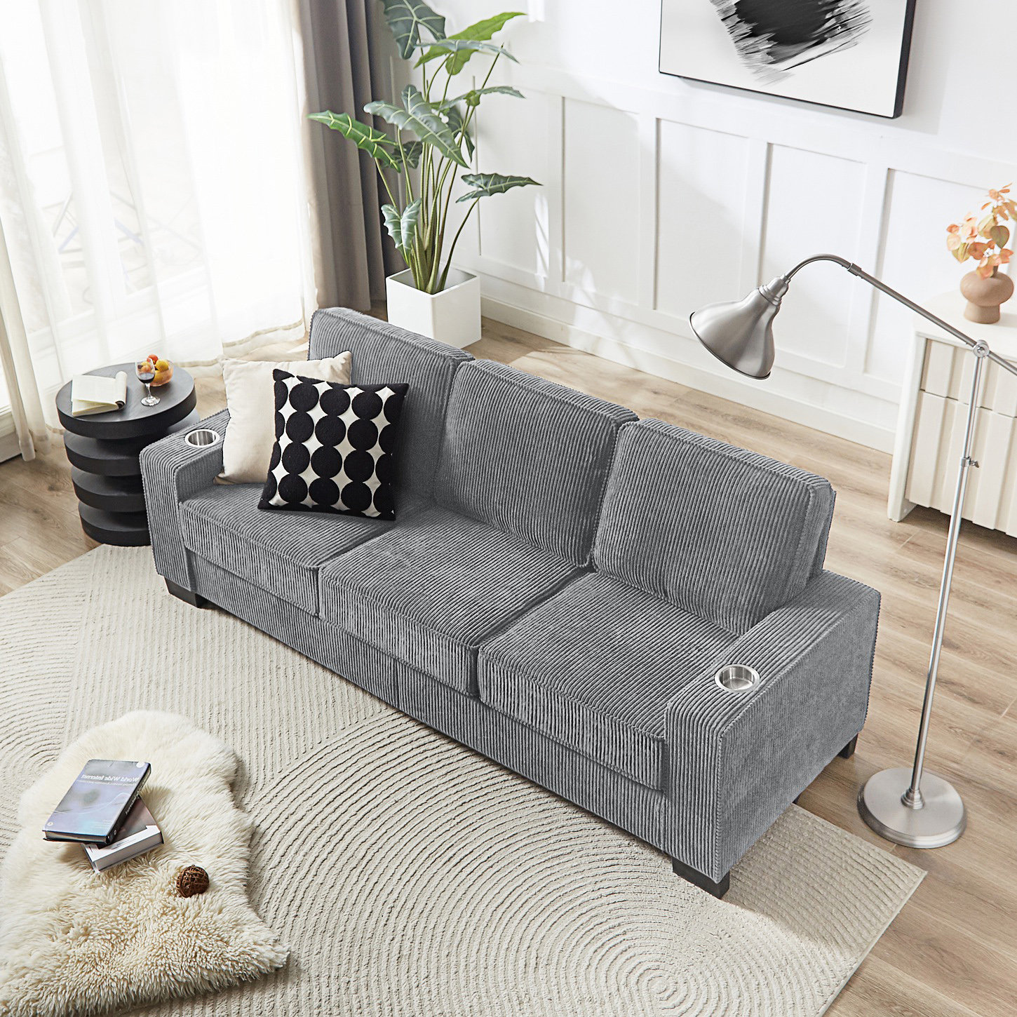 Ebern Designs Modern Compressed Couch, 3-Seater Sofa, Comfy Sofa | Wayfair
