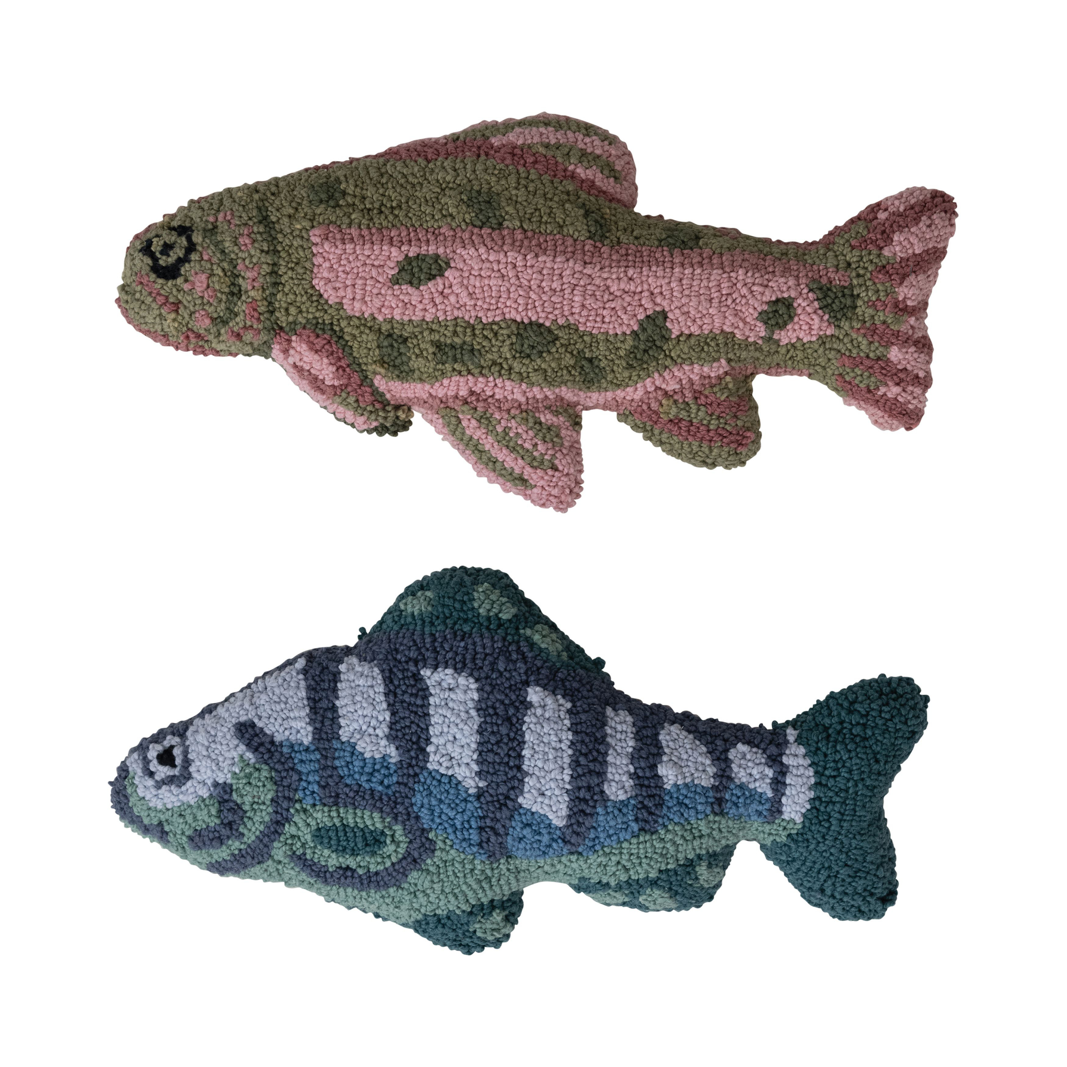 Creative Co-Op Woven Cotton Tufted Fish Shaped Pillow | Wayfair