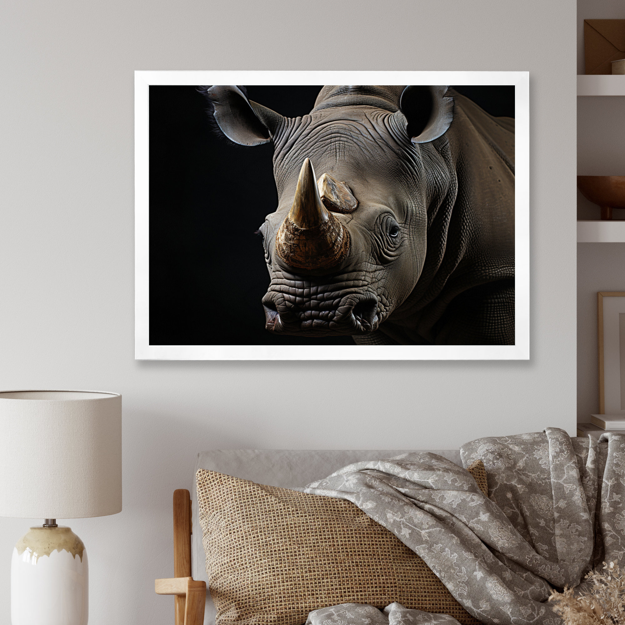 Foundry Select Grey Rhinoceros Portrait - Print | Wayfair