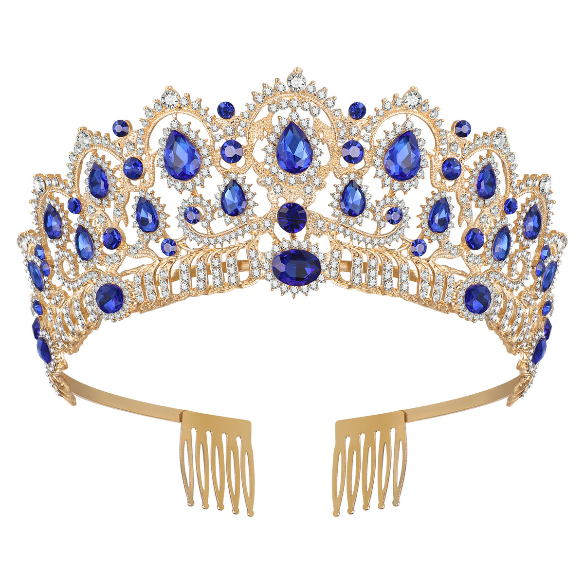 House of Hampton Frcolor Korean Water Drill Bride Crown Hair Tiara ...