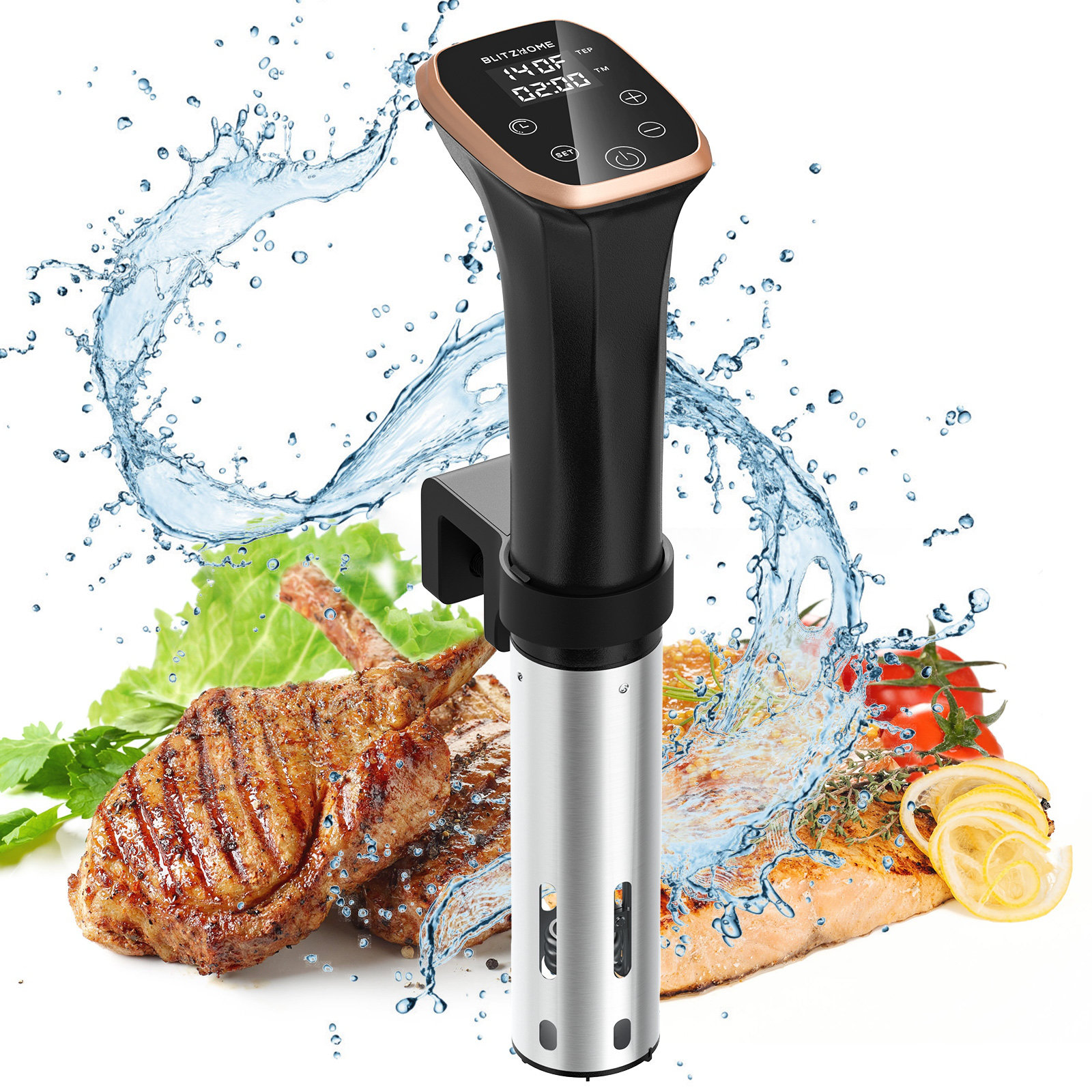 BlitzHome Sous Vide Cooker, Touch Control, IPX7 Waterproof Compact Sous ...