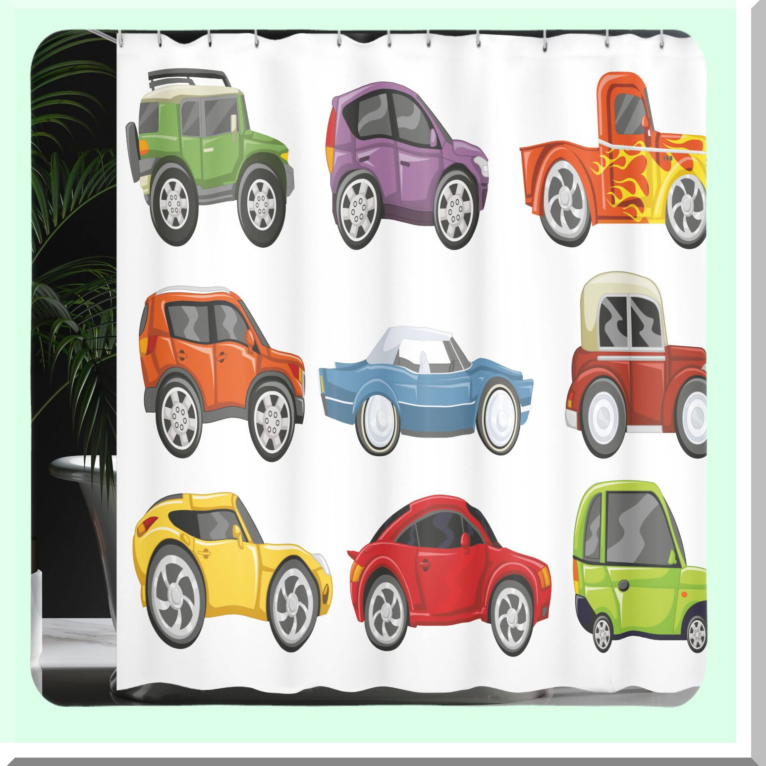 One Allium Way® Urban Speed Racer Shower Curtain - Fun Race Cars ...