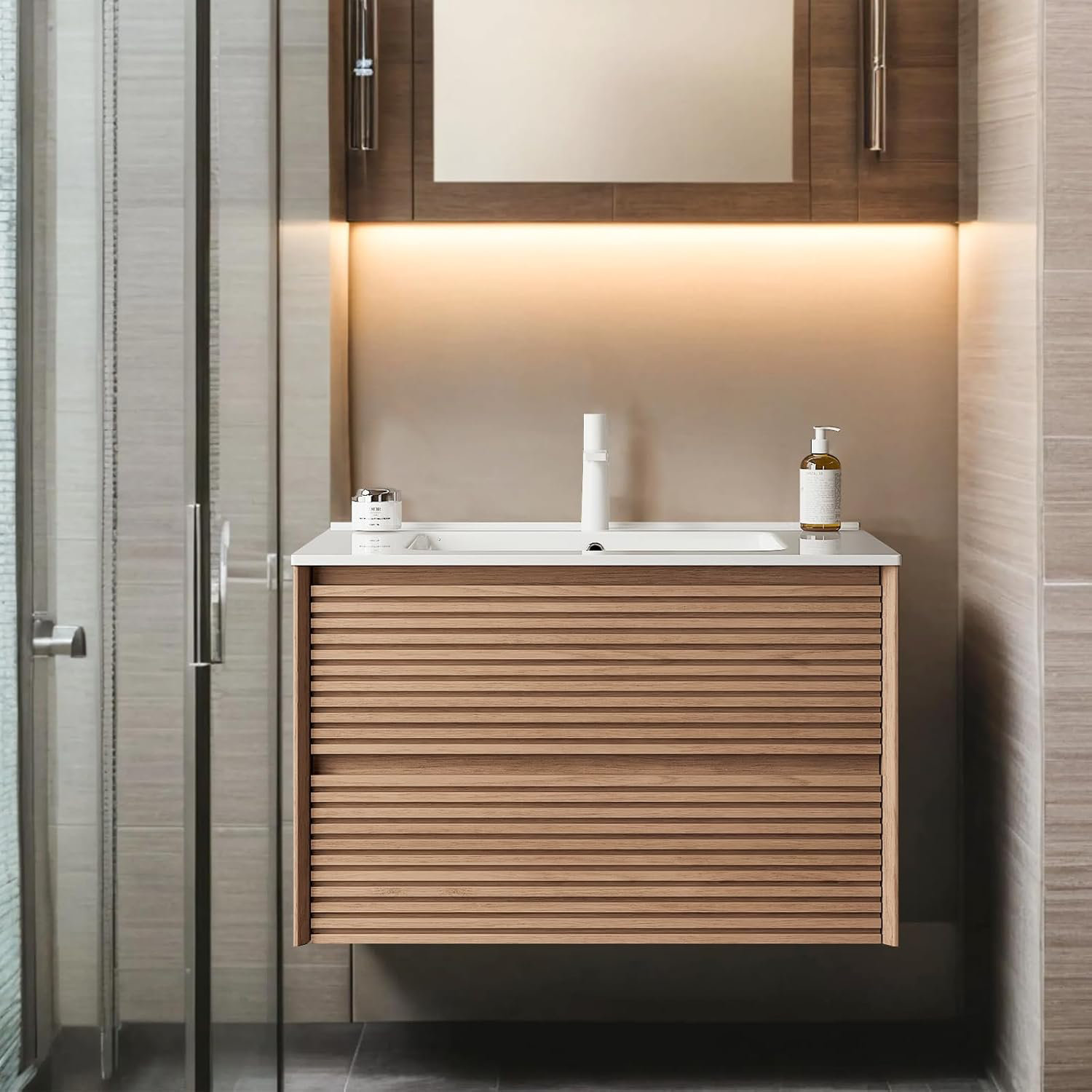 Flolinda 30" Floating Bathroom Vanity with Sink, Ceramic Integrated ...