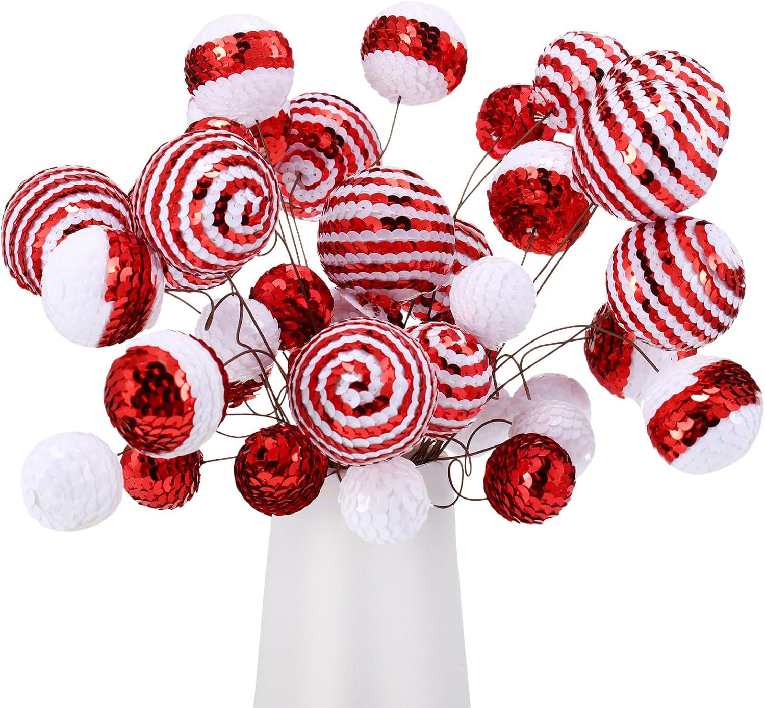 Mercer41 40 Set Christmas Sequins Ball Decoration Picks Mixed Color ...