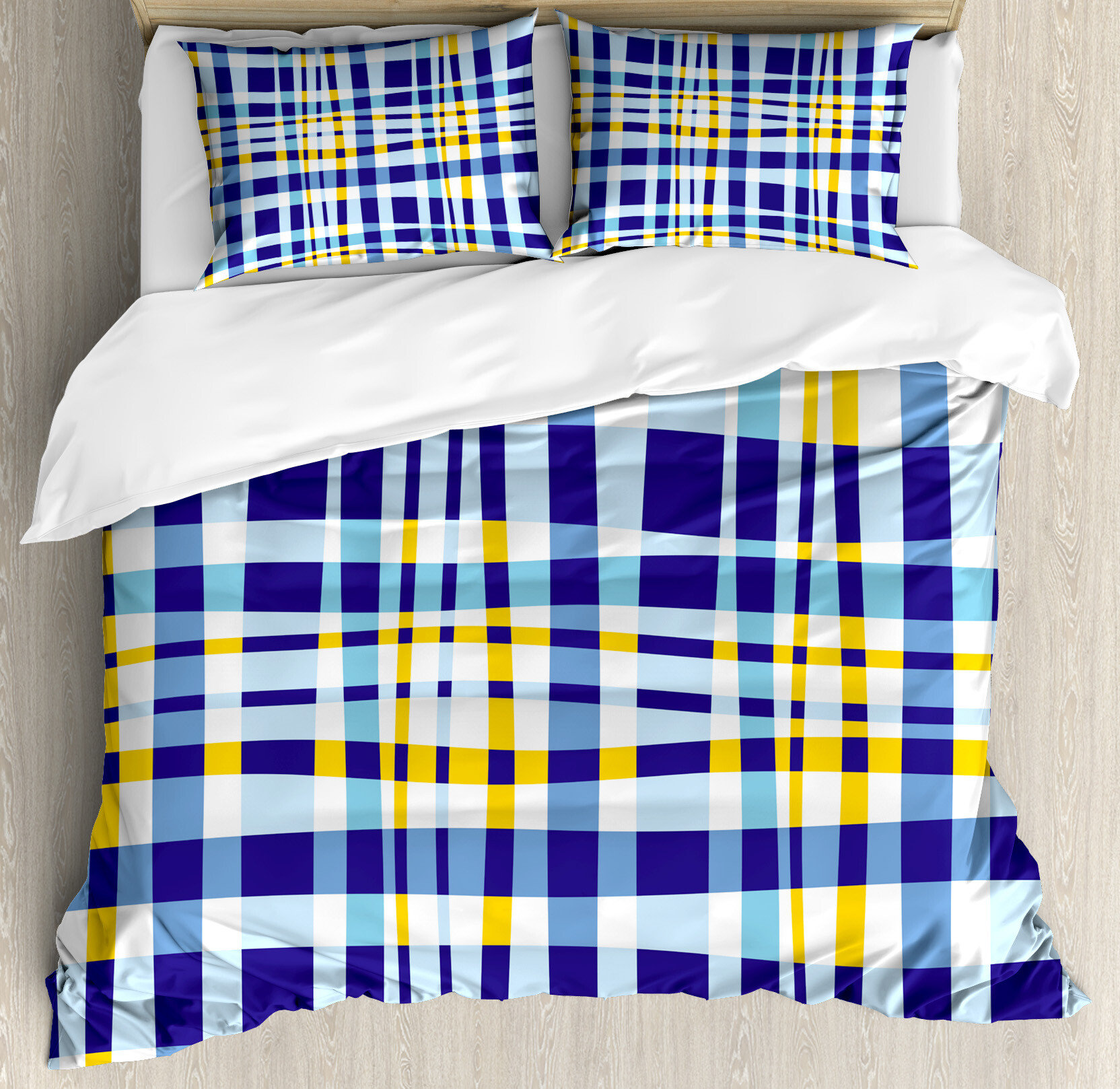 Ambesonne Yellow and Blue Duvet Cover Set, Scottish Tartan, Pale Violet ...