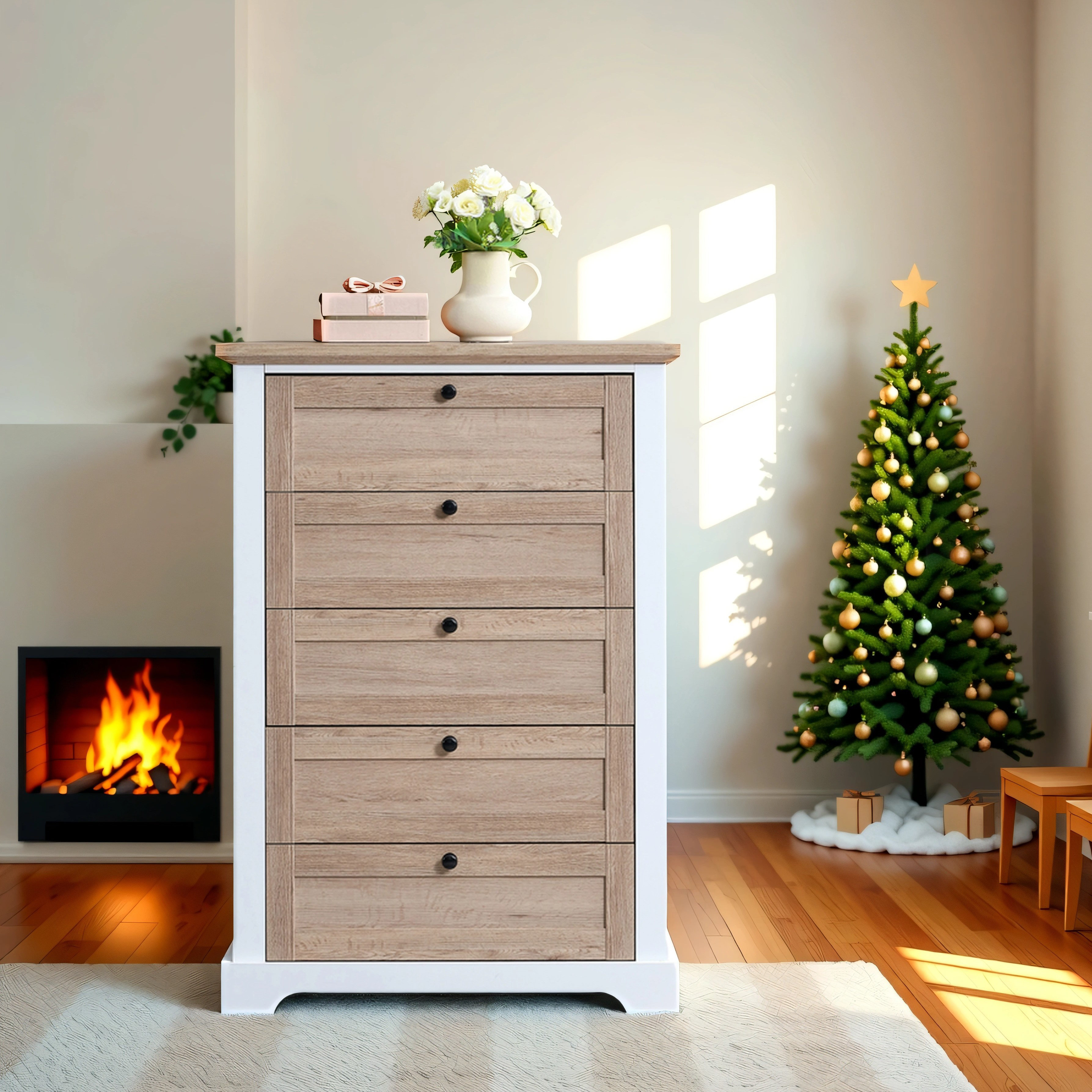 Winston Porter 5-Drawer Tall Dressers Chest,Modern Clothes Organizer ...