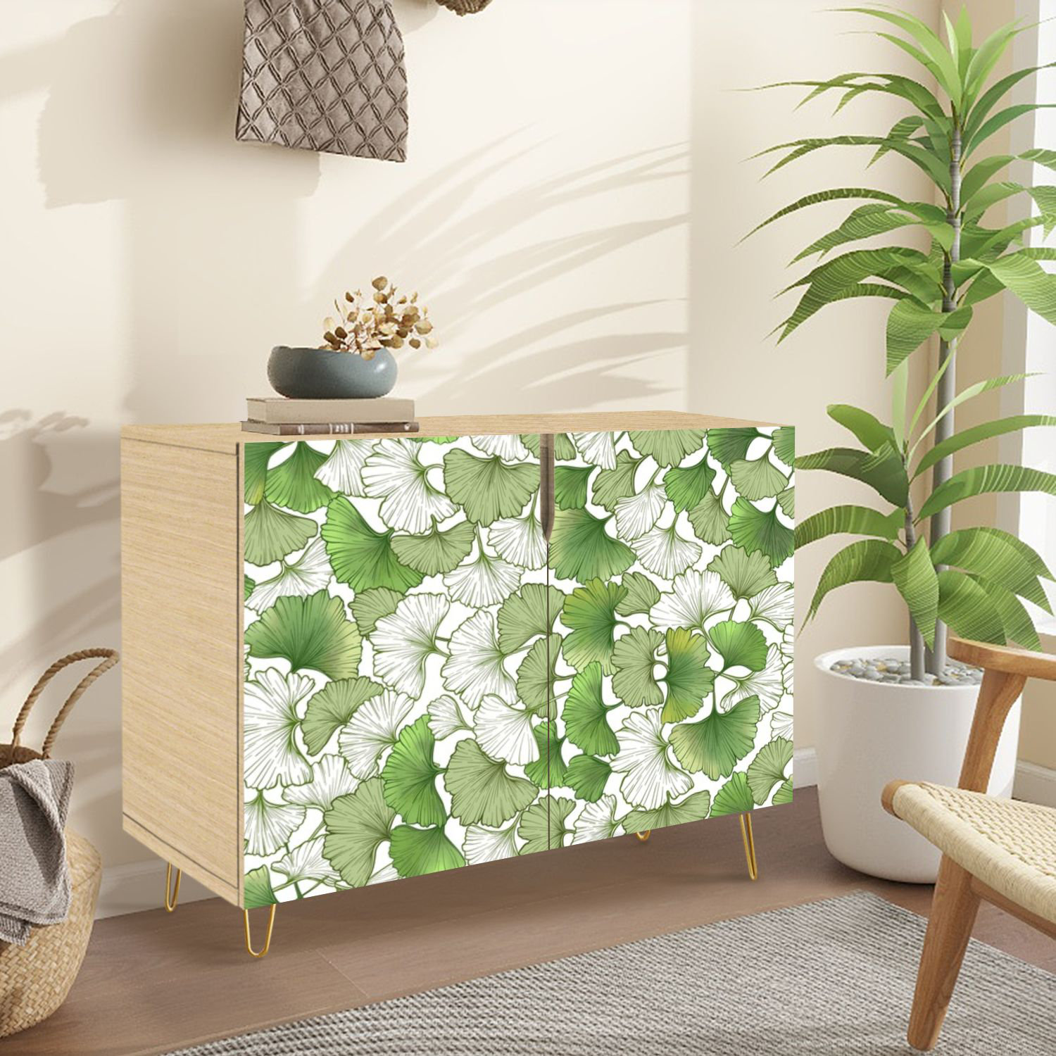 Dakota Fields Sideboard Buffet Cabinet with Storage Ginkgo biloba ...