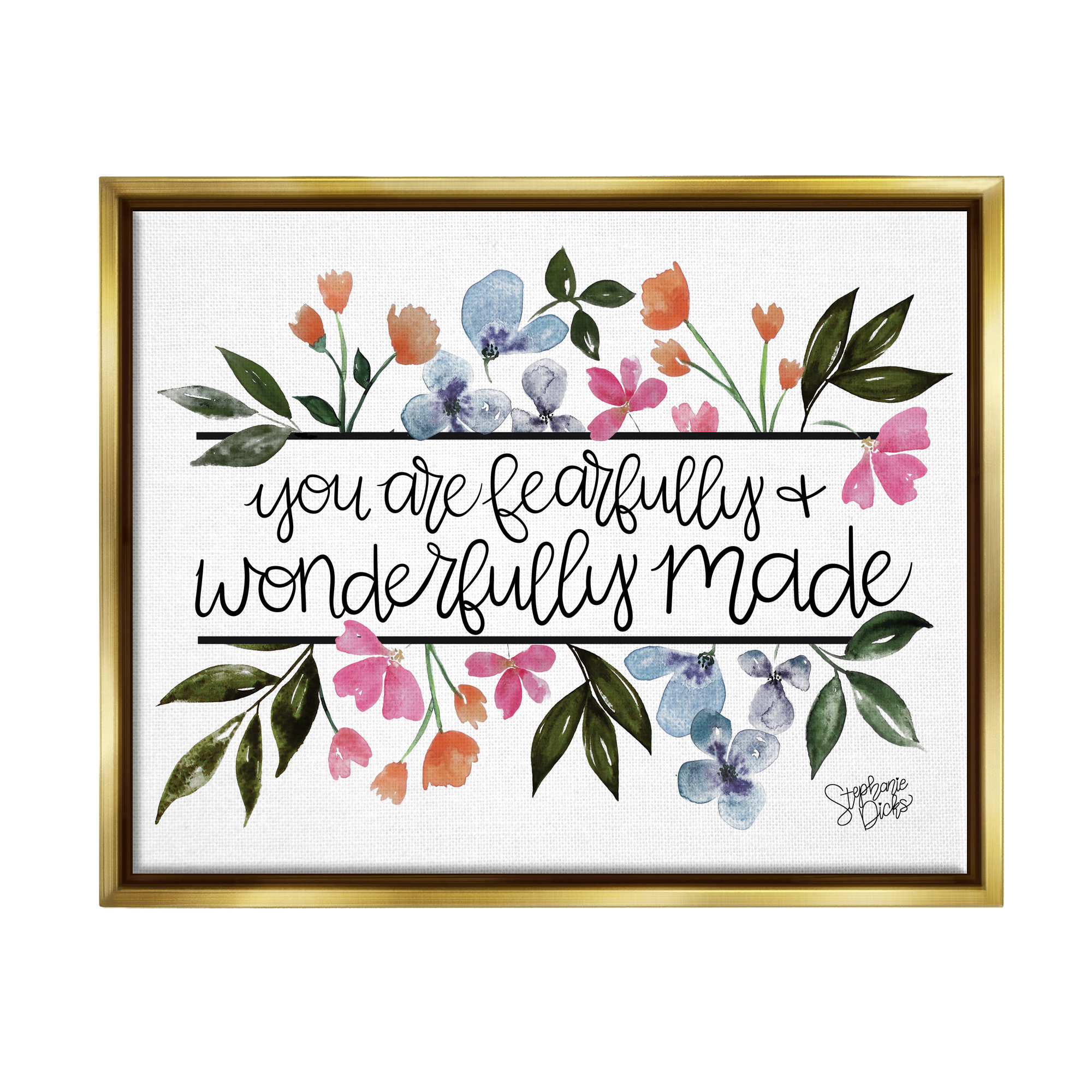 Stupell Industries Fearfully and Wonderfully Made Floral by Stephanie ...