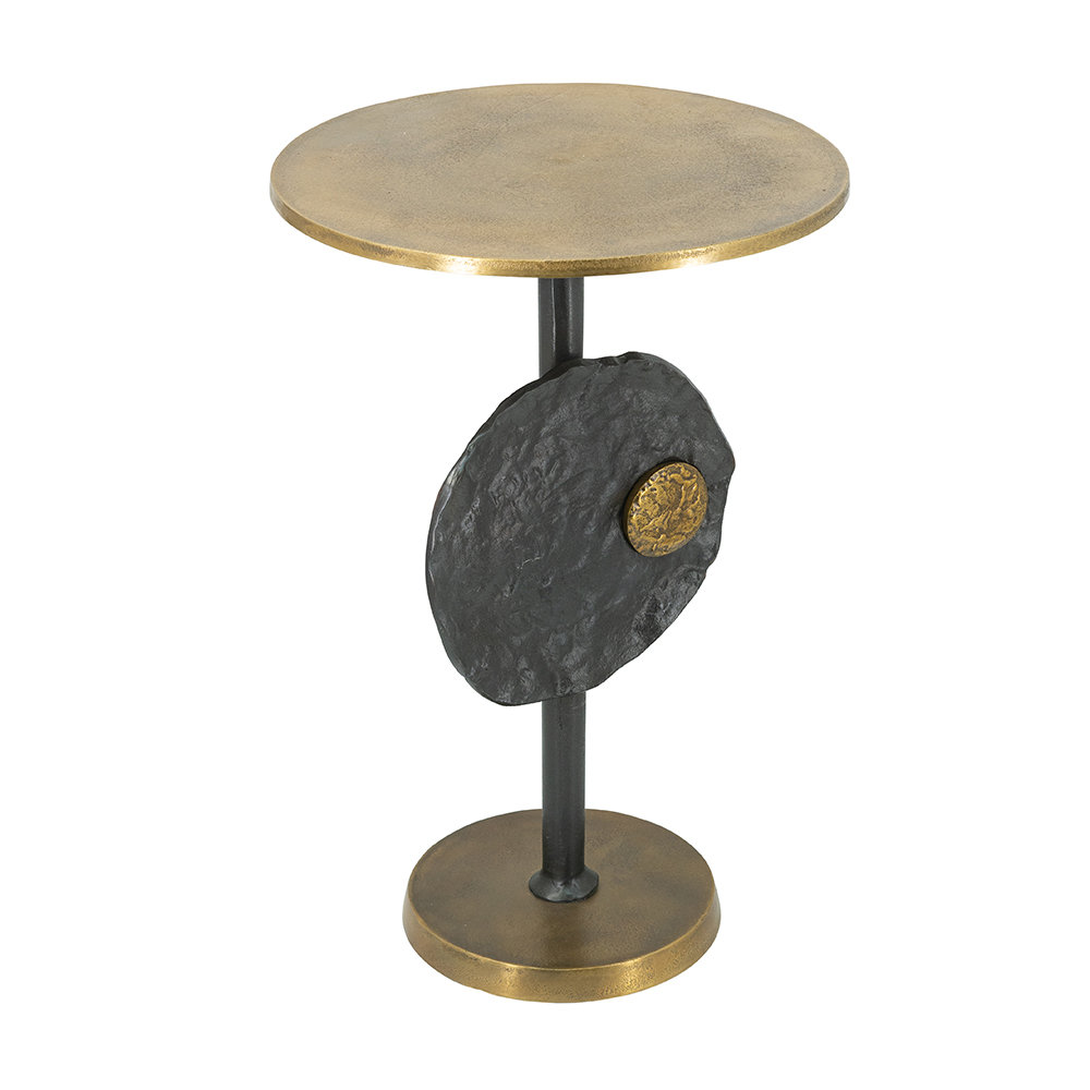 Everly Quinn Round Aluminum Side Table with Organic Disc Accent - 16" x ...