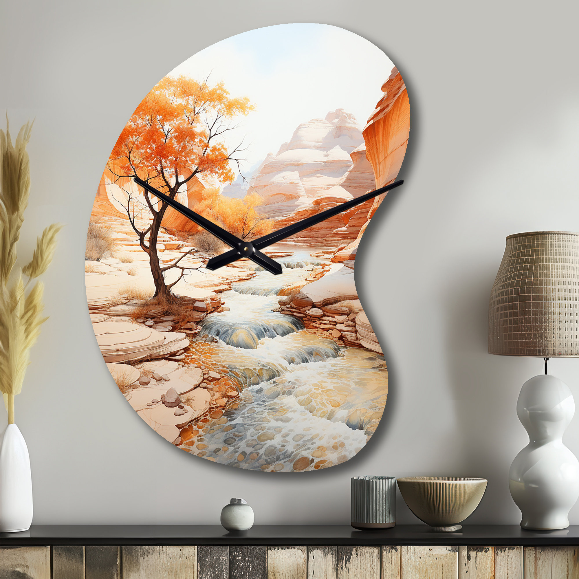 Design Art Beige Peach Canyon Mirage - Asymmetrical Canyon Metal Wall ...