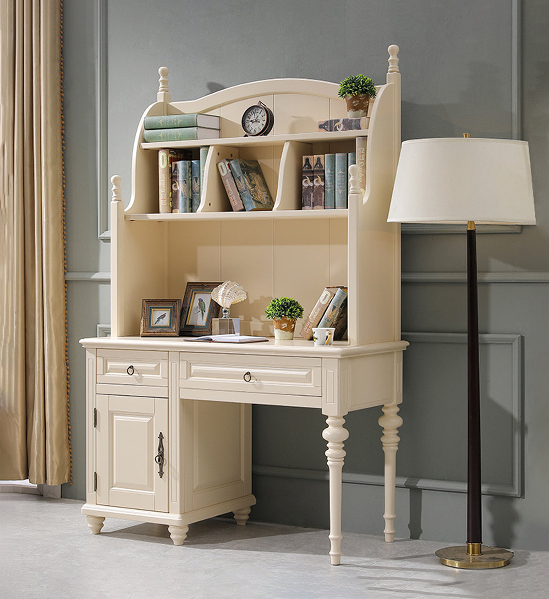 EliteFurnishings Antique - Style Solid Wood Desk with Hutch | Wayfair