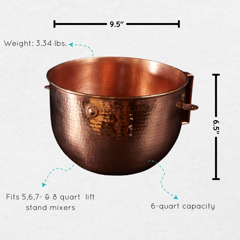 Sertodo Copper Copper Mixing Bowl For Kitchenaid Professional Mixers ...