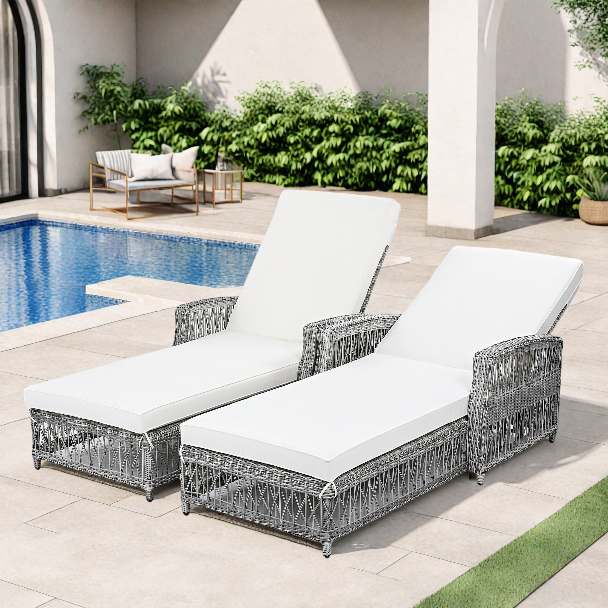 Lark Manor Outdoor Long Reclining Chaise With Removable Cushions ...