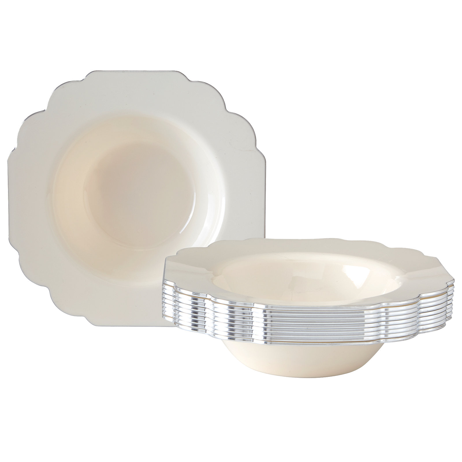 Silver Spoons Disposable Plastic Soup Bowls (10 Piece), Heavy Duty ...