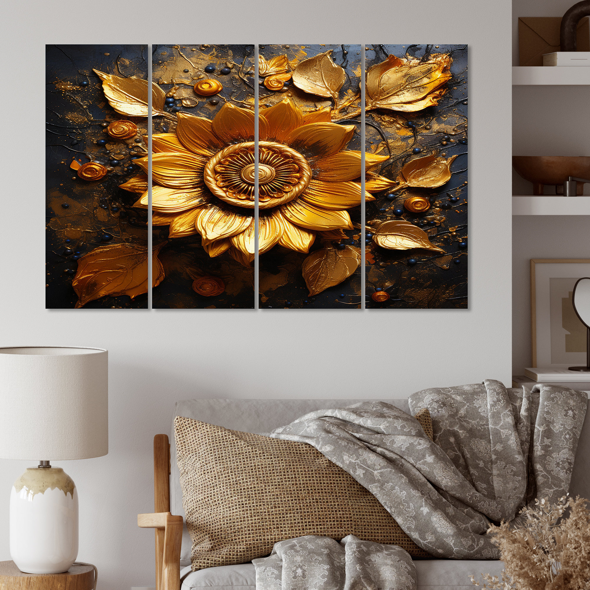 August Grove Abstract Golden Sunflower Glam Blooming I - Sunflower ...