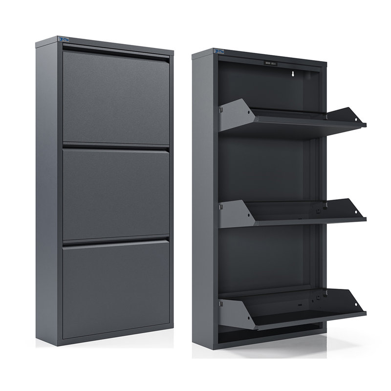 Latitude Run® Antibacterial 3 Tier Metal Shoe Cabinet without Holes ...