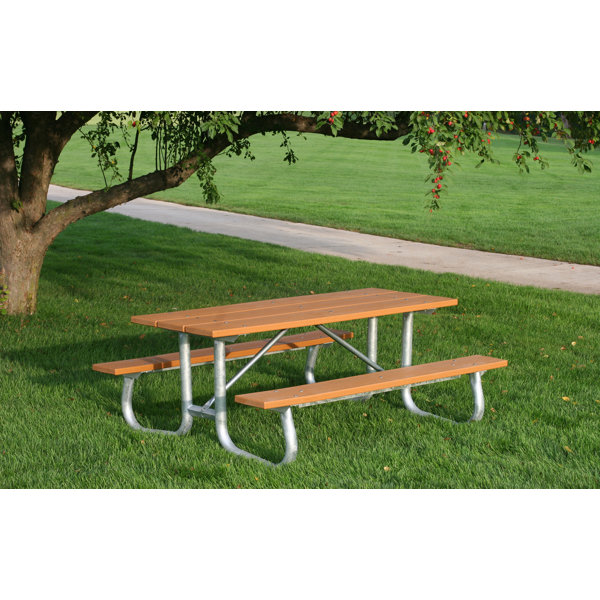 Frog Furnishings Galvanized Frame Plastic/Resin Picnic Table | Wayfair