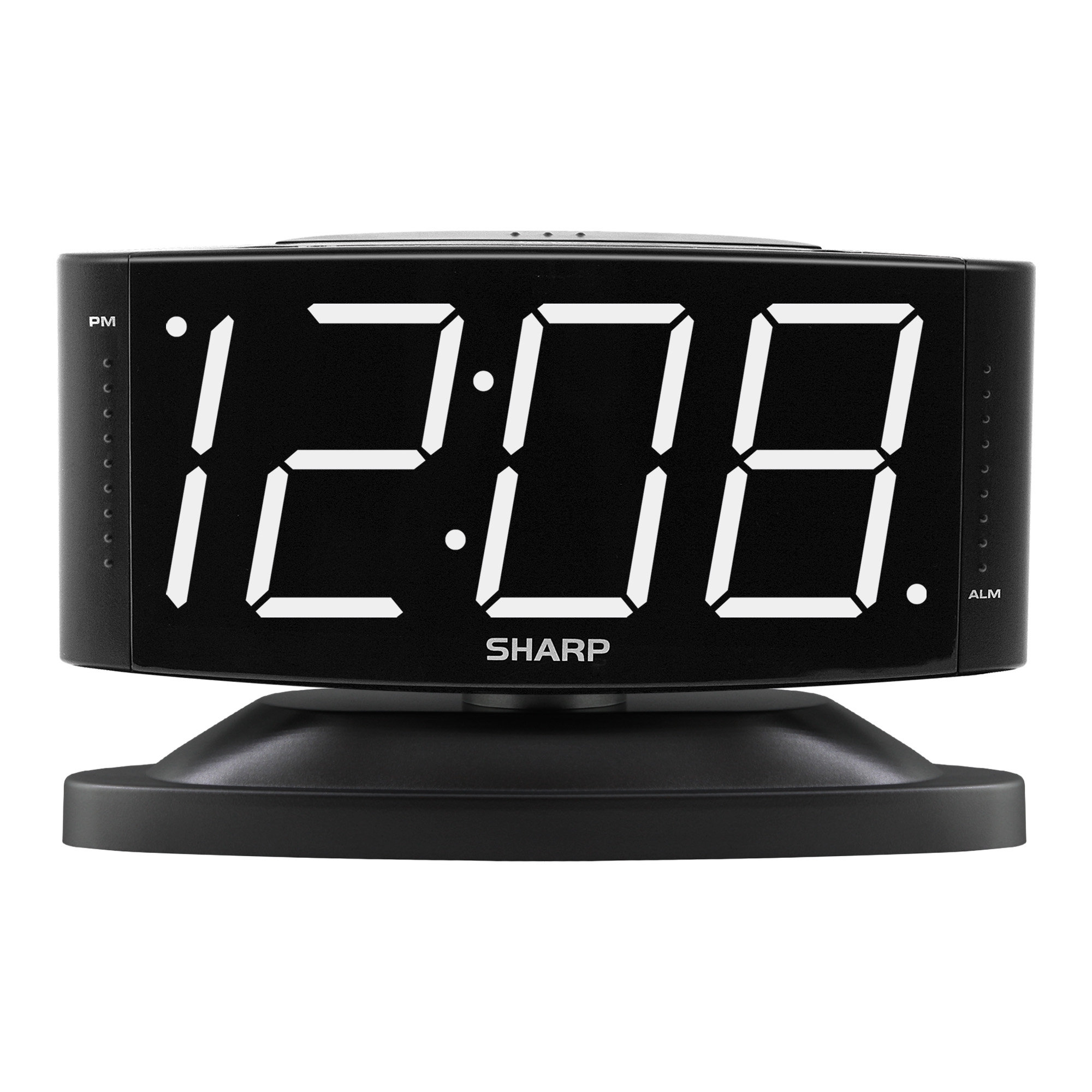 Sharp Digital Alarm Clock with Swivel Base, Black with White LED ...