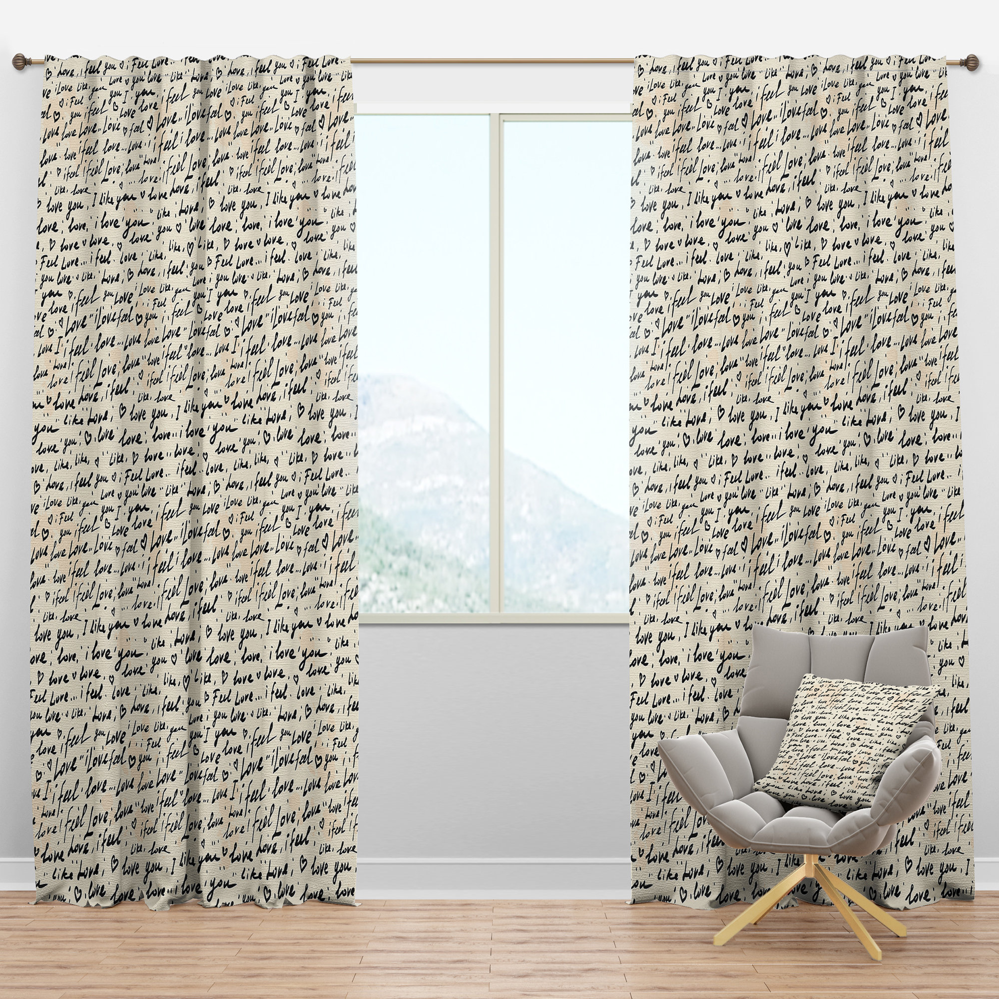 Design Art I feel LOVE Text Pattern - Bohemian Curtain - Velvet Room ...