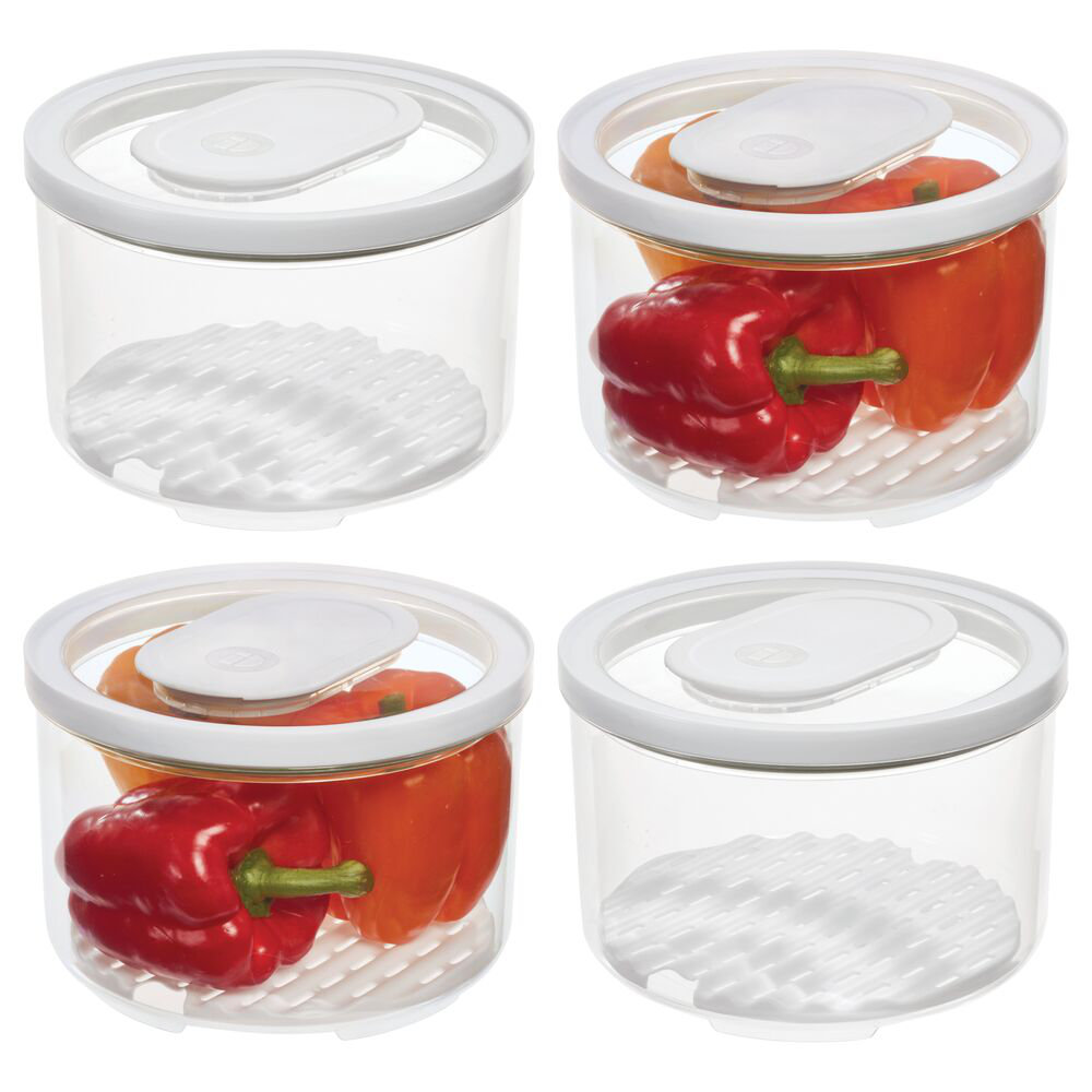 iDesign Round Fridge Produce Bin with Removable Drainage Tray and Lid ...