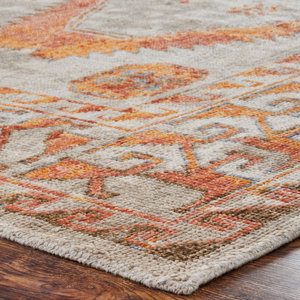 Madison Couture Rugs Tribal Elegance Orange/Rust/Grey Hand-Knotted Wool ...