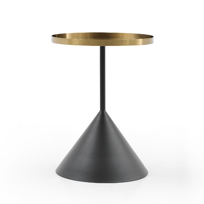 Mercer41 Modern Klotild Black/Gold Cone Base Round 19.68" Steel Tray ...