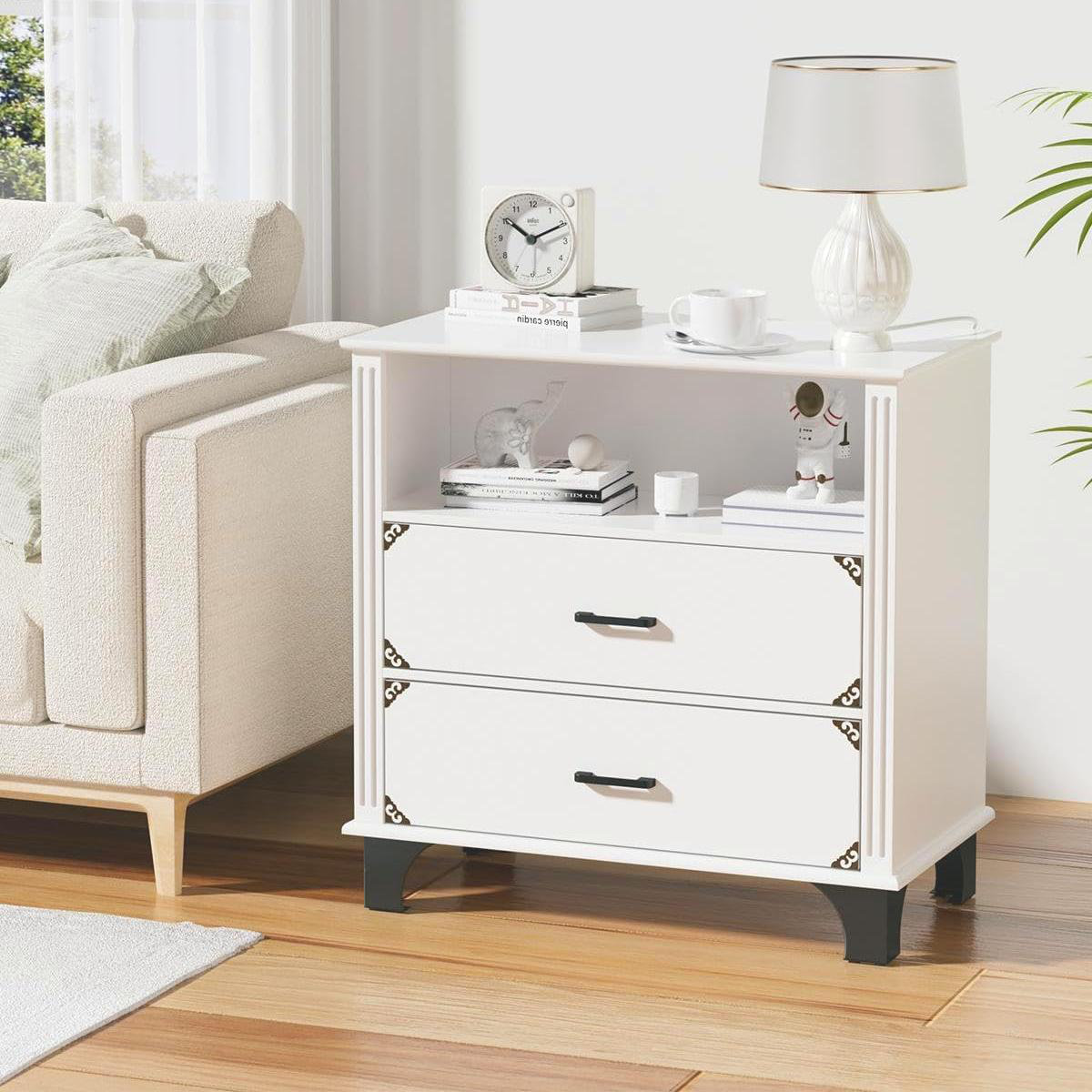 Ivy Bronx 29" Modern Nightstand with Charging Station, Large Night ...