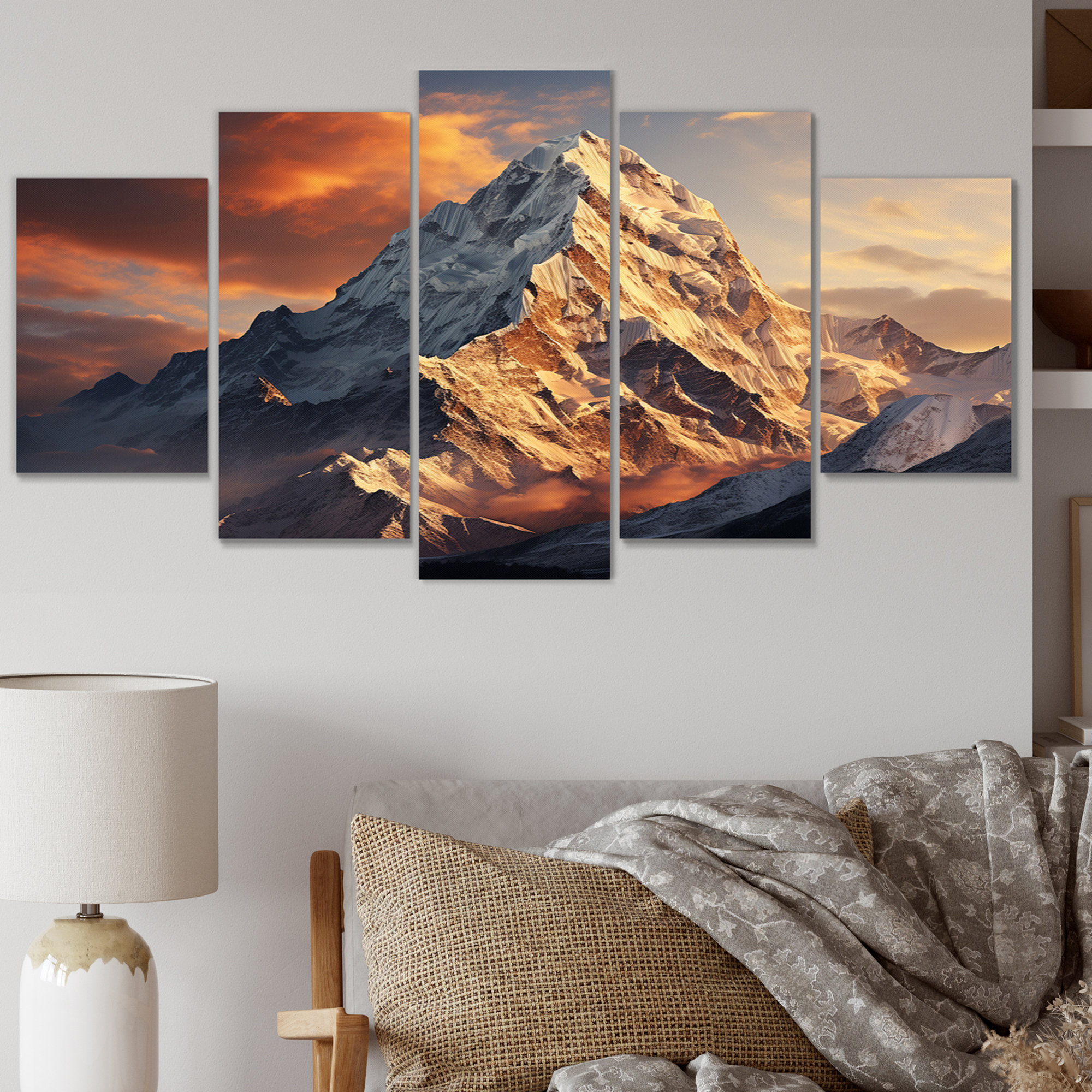 Design Art Winter Snowy Peaks Landscape II - Landscapes Canvas Print ...