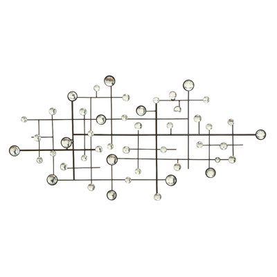 Mercer41 Silver Metal Abstract Wall Decor with Crystal Embellishments ...