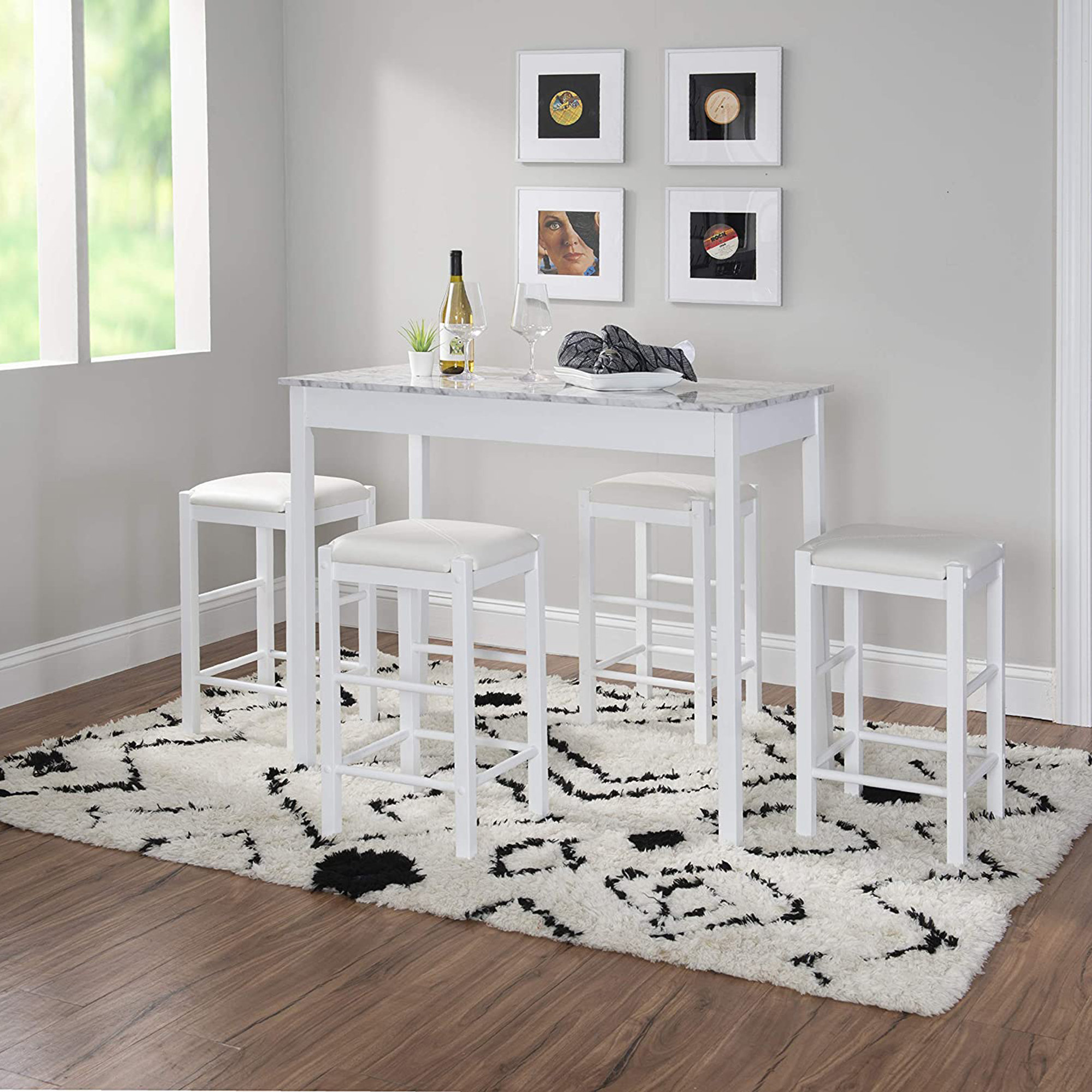 Wrought Studio Black 3 Piece Faux Marble Tavern Set - Wayfair Canada