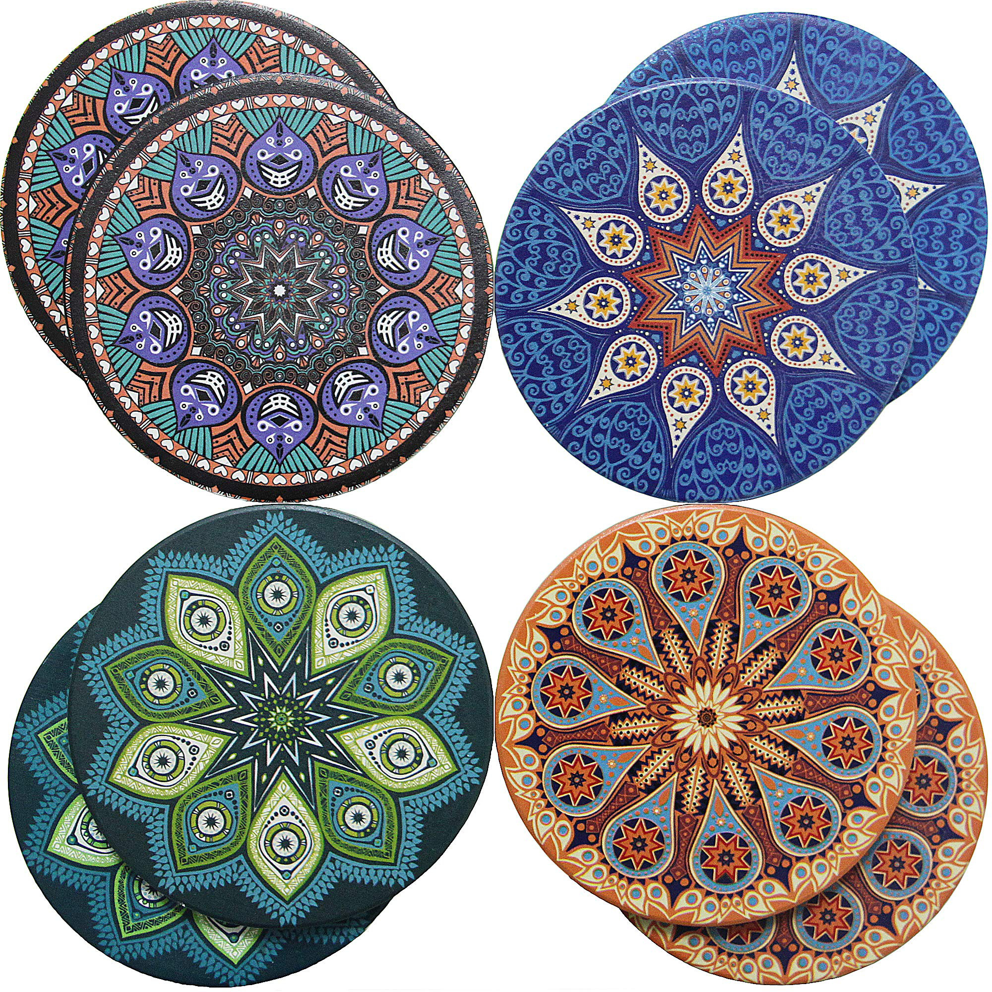 X－MAX FURNITURE Ceramic Round 8 Piece Coaster Set With Holder - Wayfair ...