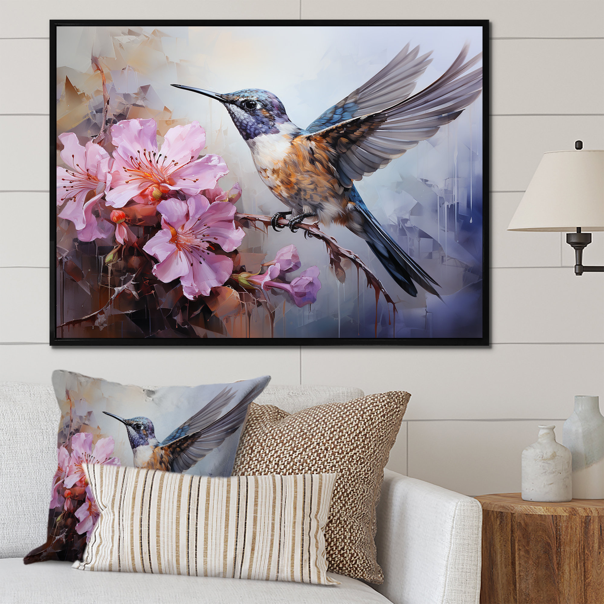 Winston Porter Grey Fluttering Hummingbird Blooms II - Hummingbird ...